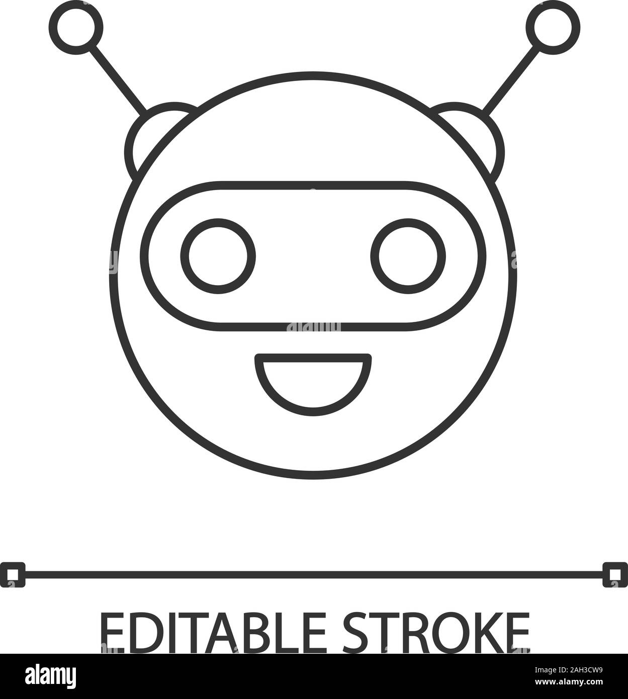 Chatbot Linear Icon Thin Line Illustration Circle Head Laughing Chat Bot Modern Robot