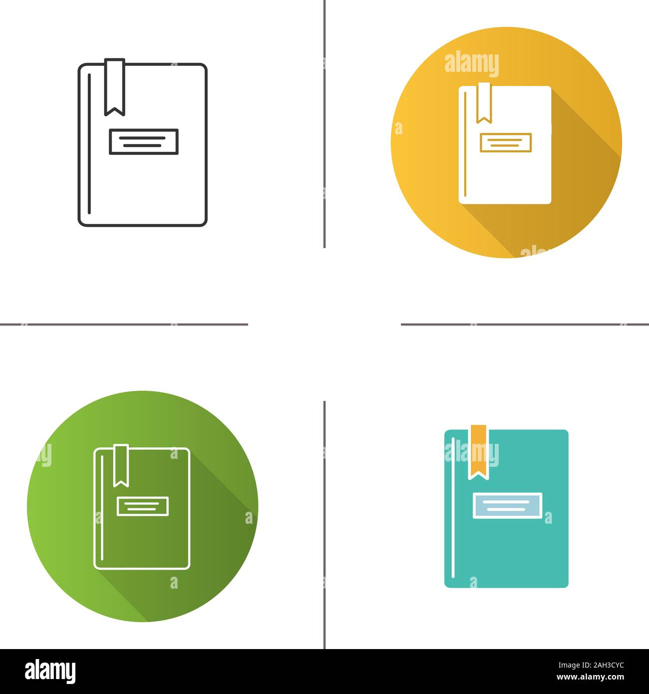 Book with bookmark icon. Taking notes. Notepad. Copybook. Flat design ...