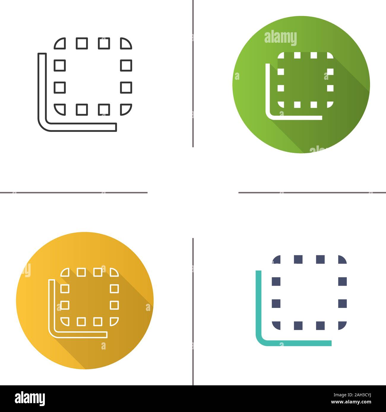 Flip to back button icon. Flat design, linear and color styles ...