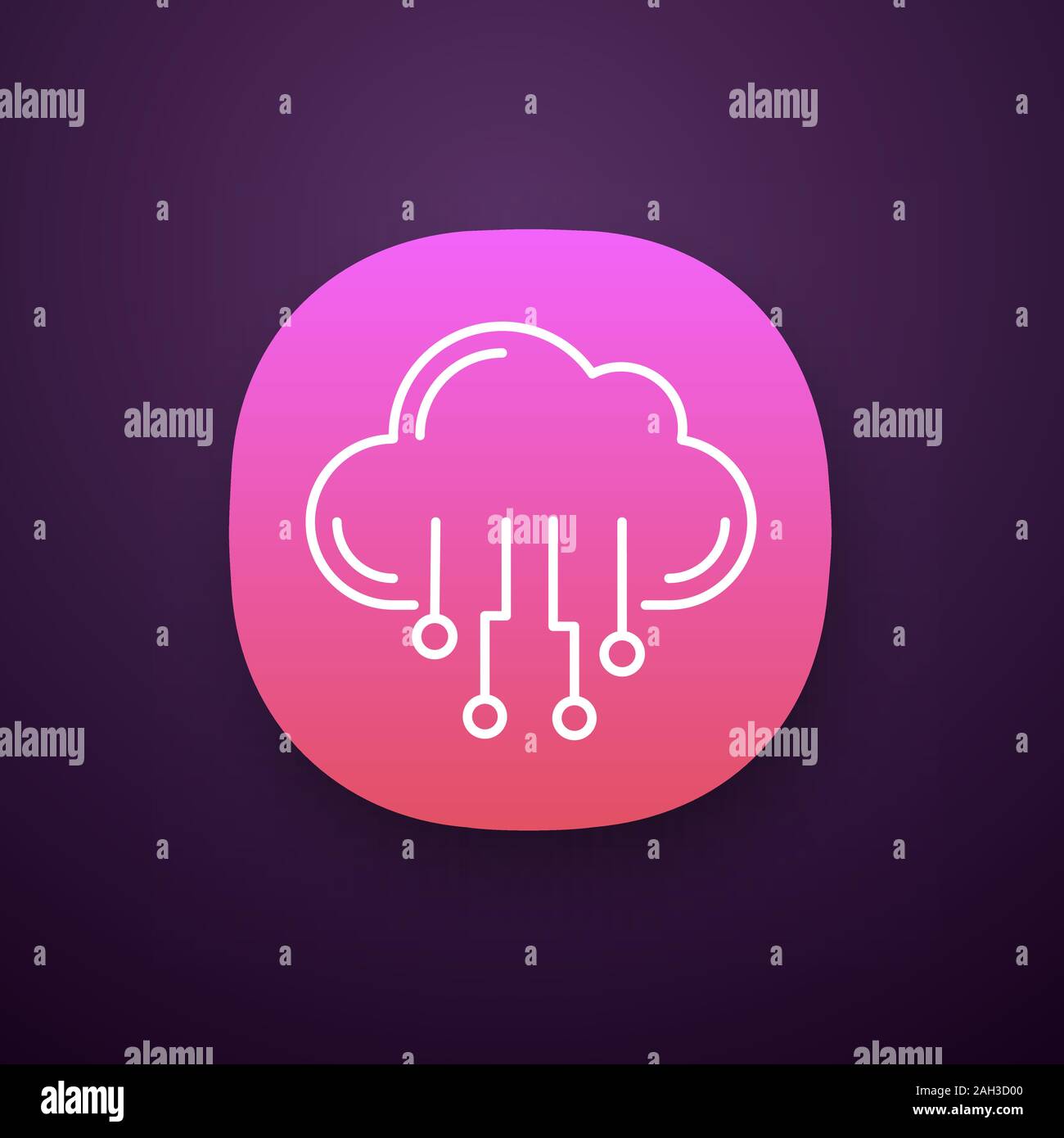 Cloud computing app icon. UI/UX user interface. Data cloud. Artificial ...