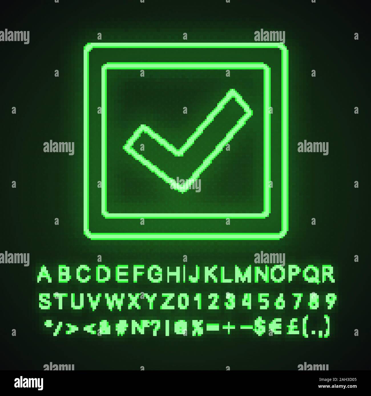 Checkbox neon light icon. Check box. Checkmark. Voting. Verification and validation. Approved ...