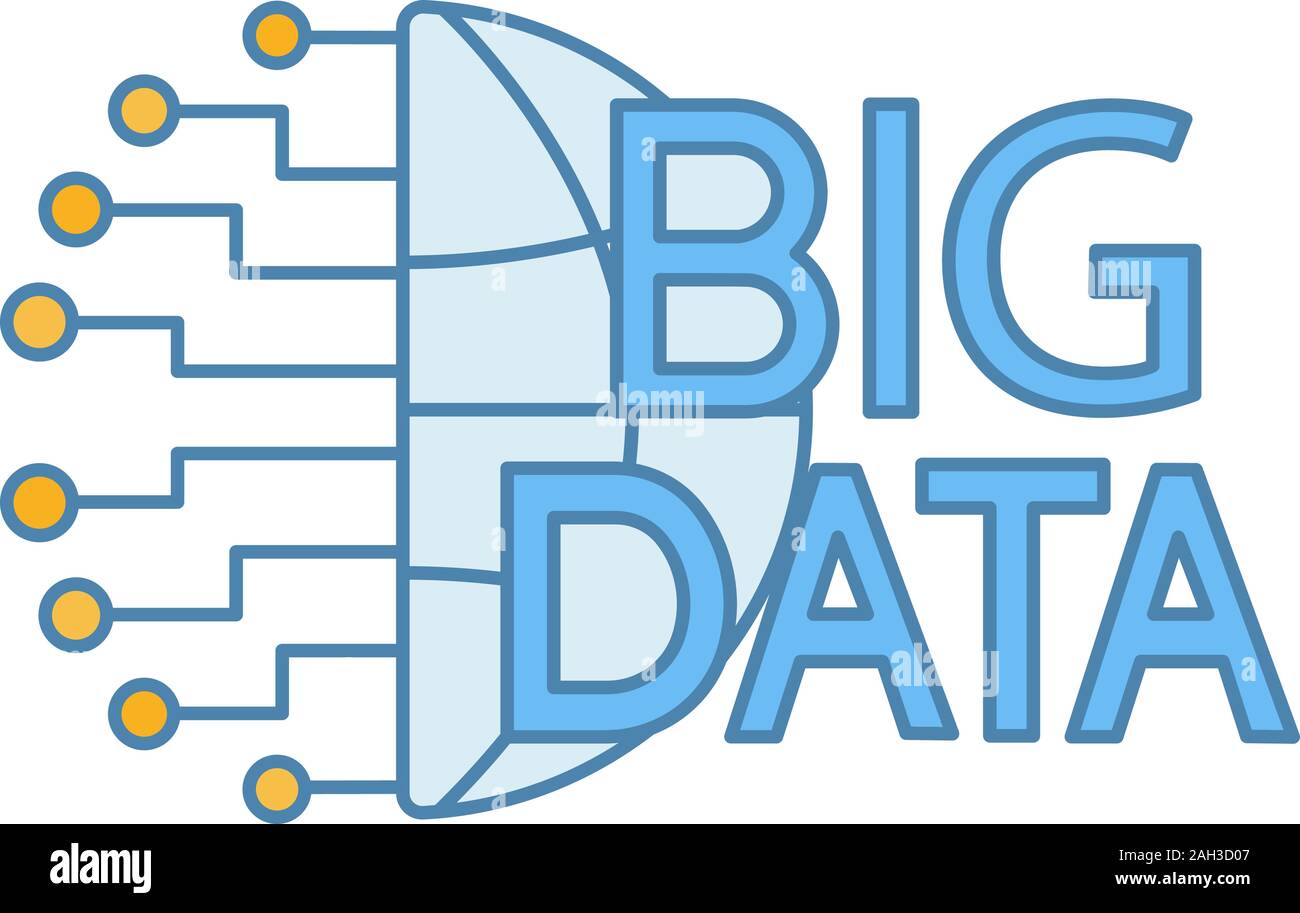 Big data color icon. Cloud computing. Cloud network. Database. Artificial intelligence. Isolated ...