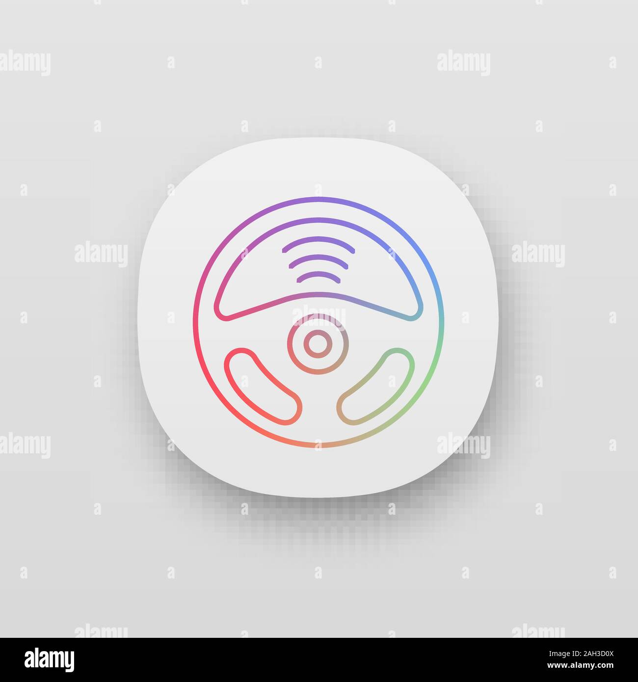Autonomous car app icon. Car rudder and wireless signal sign. Autopilot ...