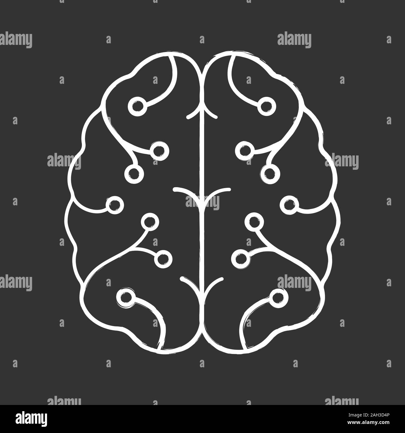 AI chalk icon. Digital brain. Artificial intelligence. Neurotechnology. Neural network. Machine ...