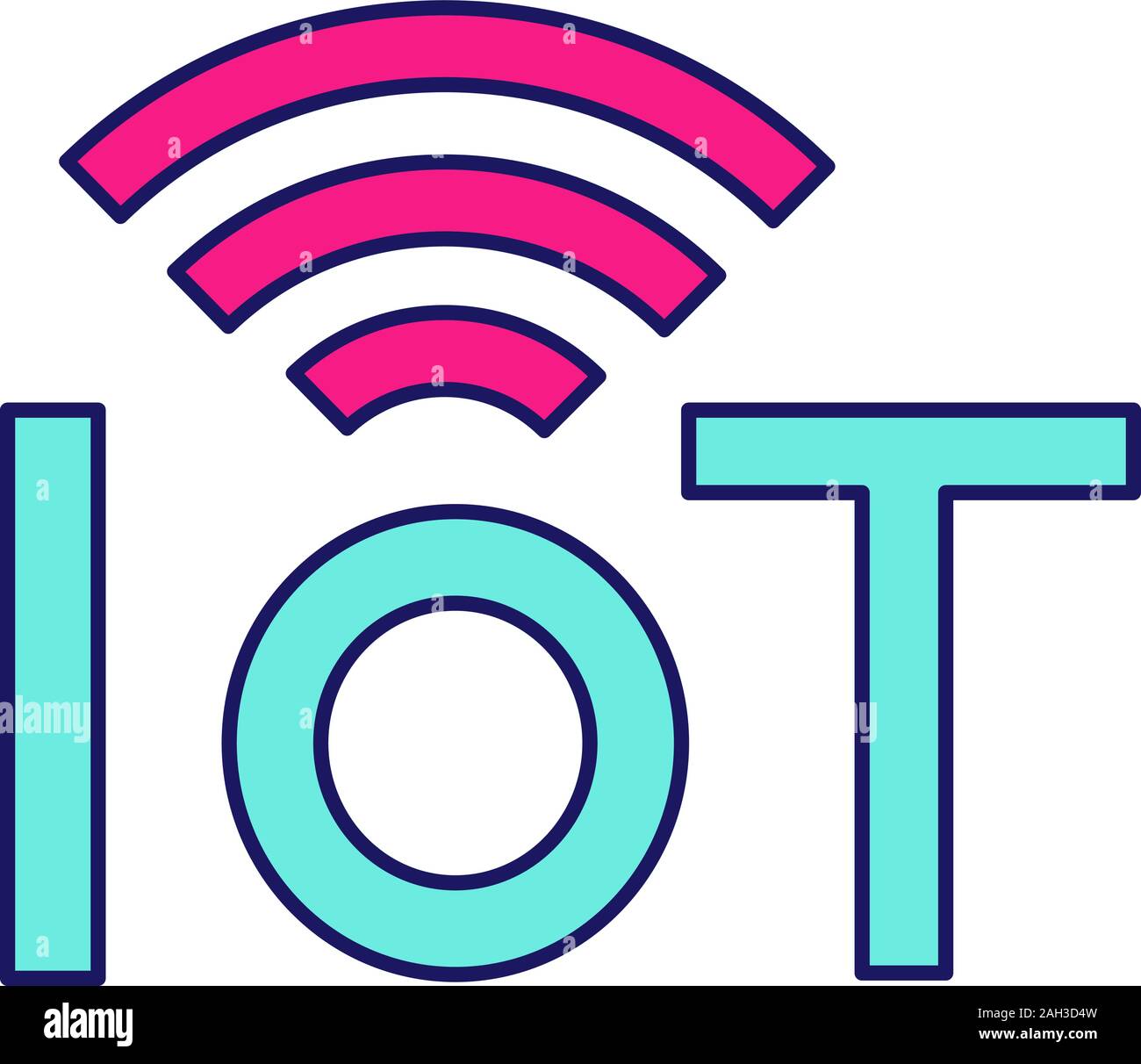 Internet of things color icon. IoT signal. Artificial intelligence ...