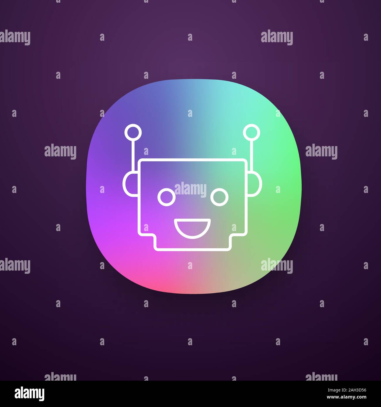 Chatbot App Icon Uiux User Interface Talkbot Modern Robot Square Head Laughing Chat Bot