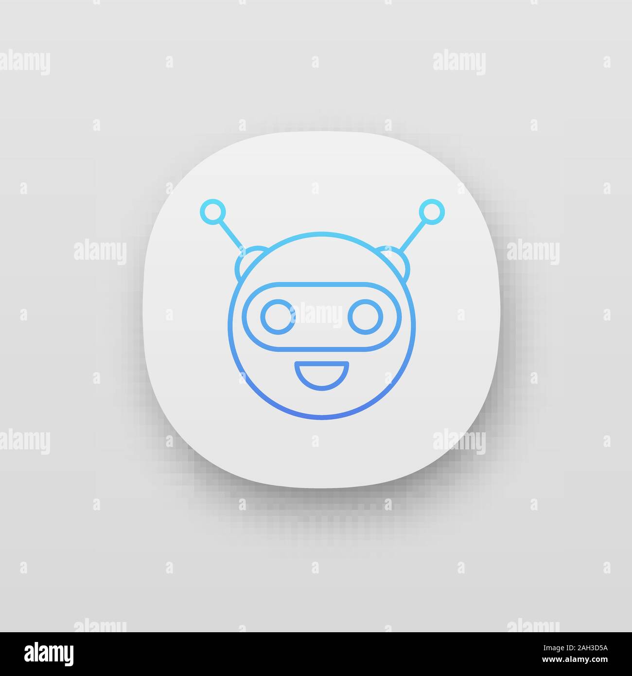 Chatbot app icon. UI/UX user interface. Talkbot. Circle head laughing chat bot. Modern robot ...