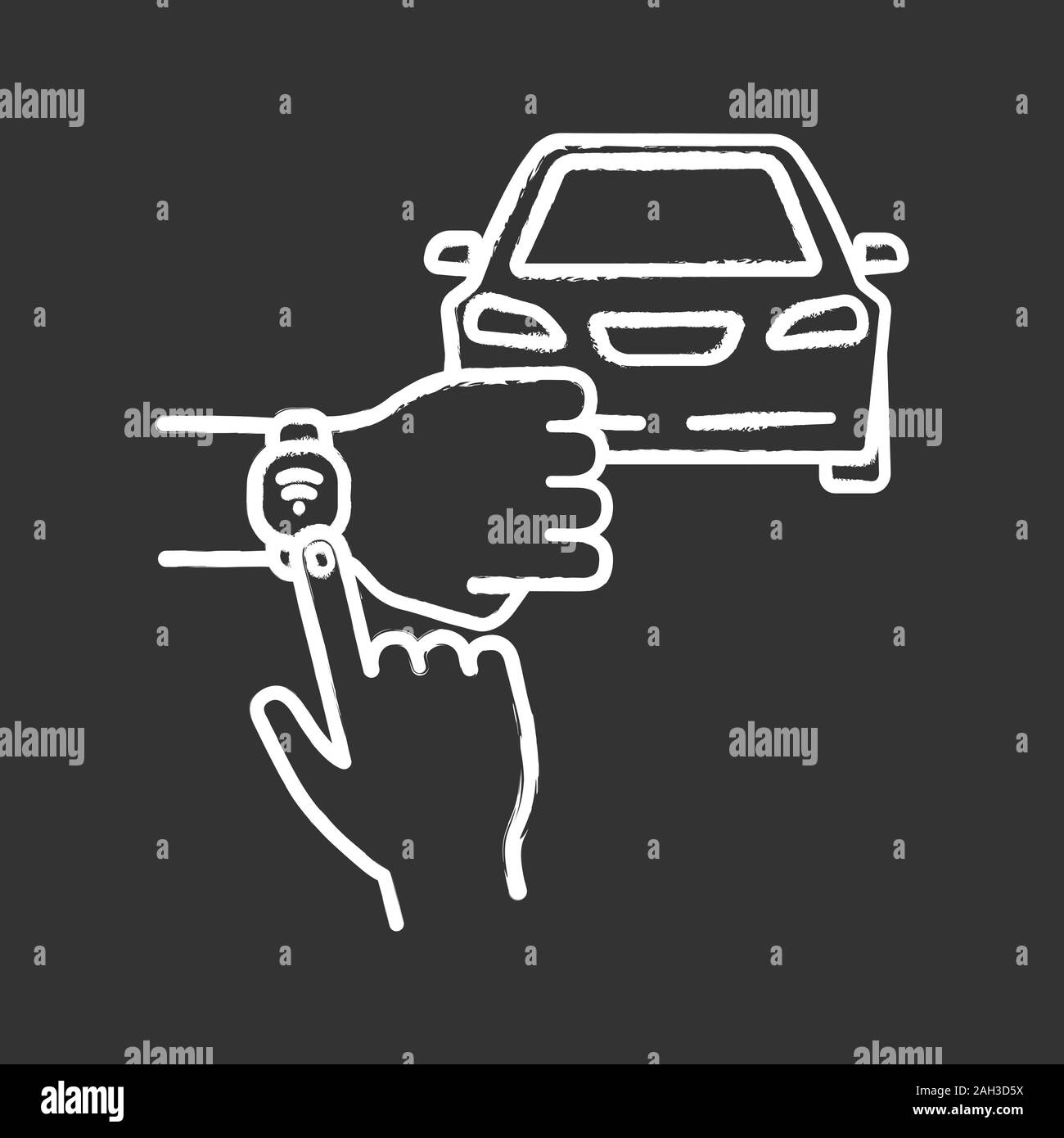 NFC car chalk icon. NFC bracelet auto key. Smart automobile. Near field ...