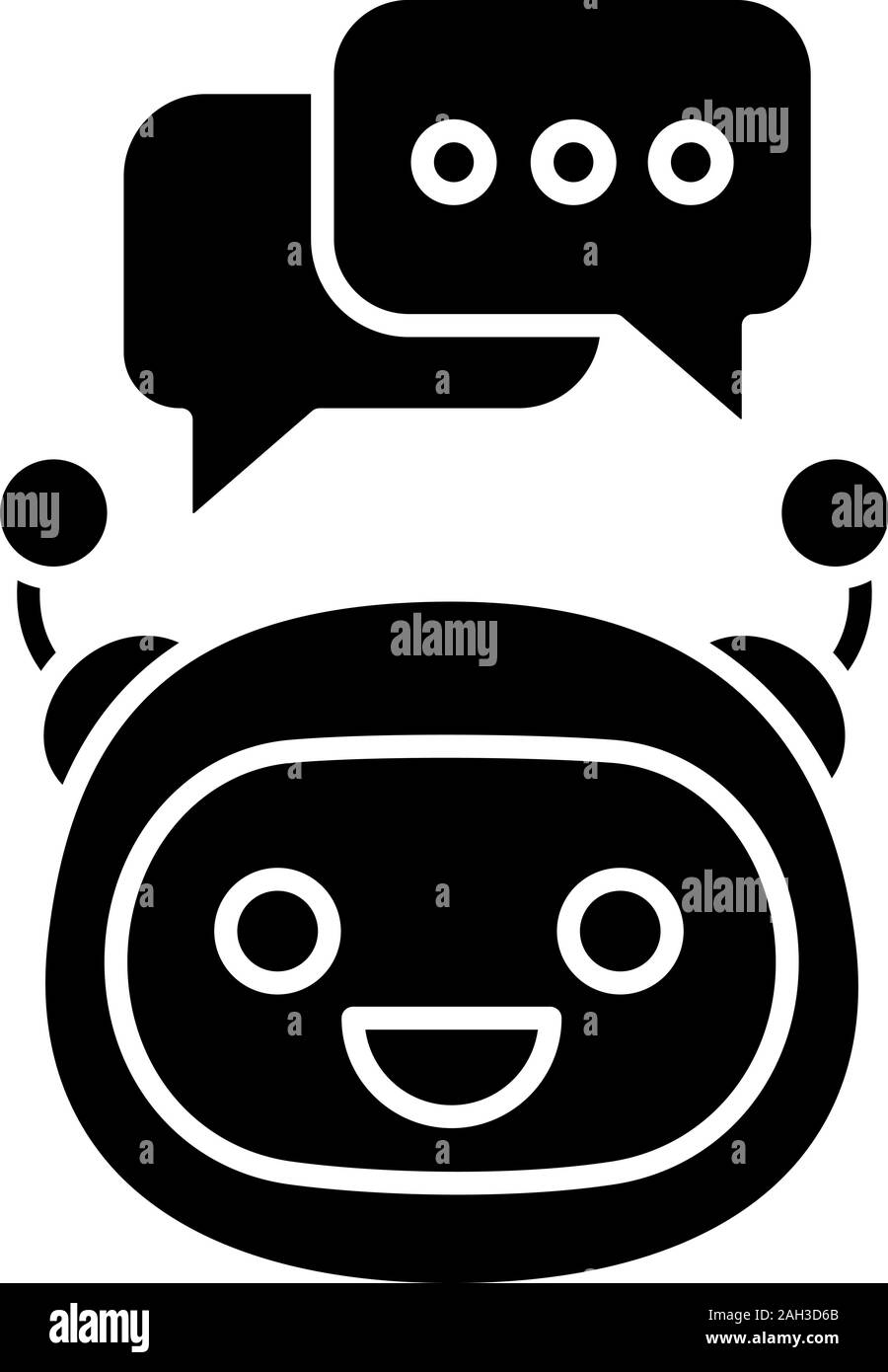 Chatbot with speech bubbles glyph icon. Silhouette symbol. Modern robot ... Chatbot with speech bubbles glyph icon. Silhouette symbol. Modern robot ...