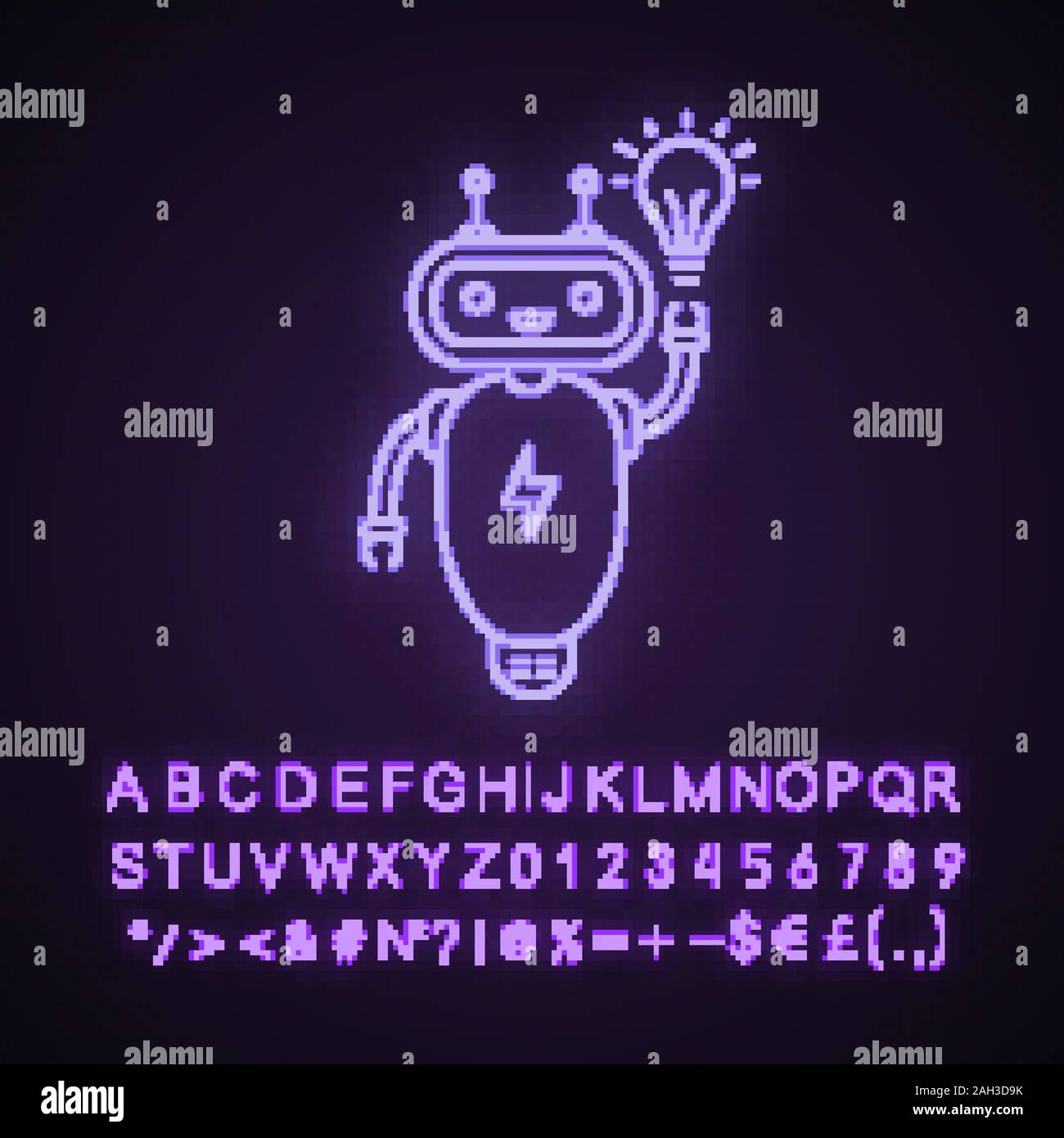 New idea chatbot neon light icon. Talkbot with lightbulb. Virtual ...