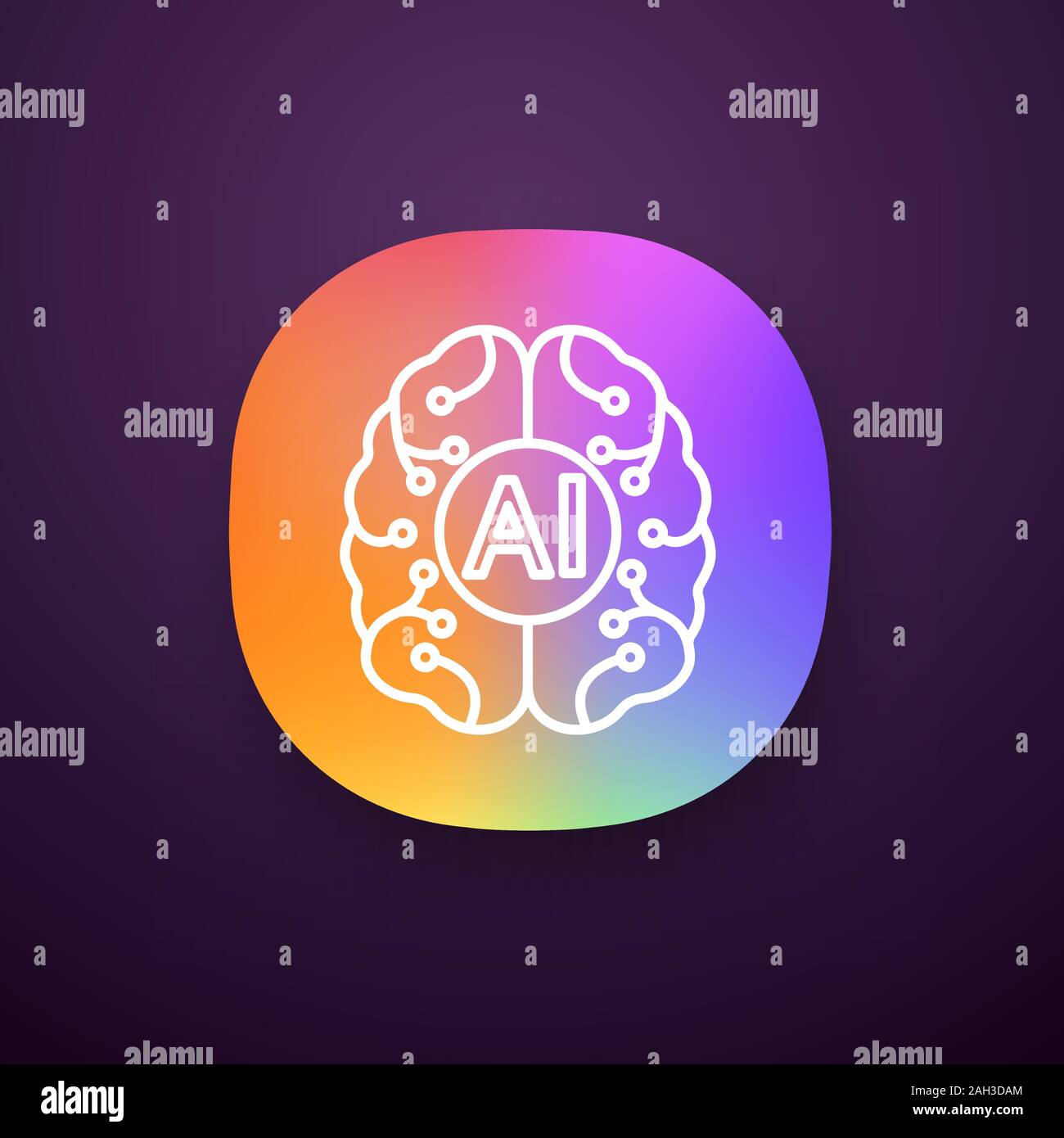 Artificial intelligence app icon. UI/UX user interface. Digital brain. Neurotechnology. AI. Web ...
