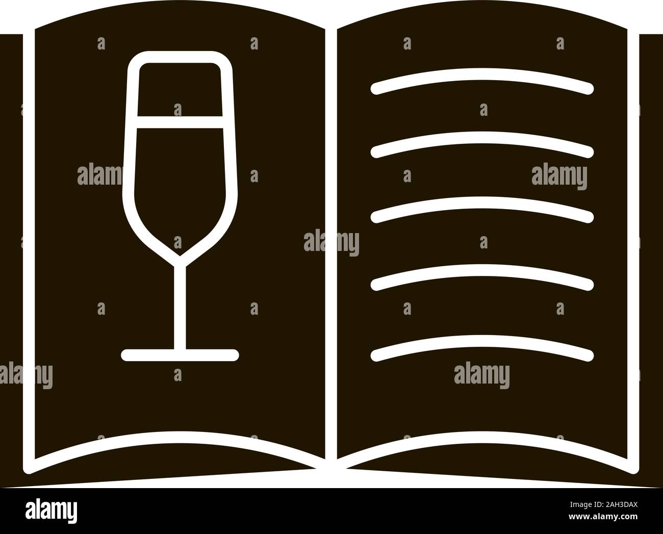 Wine menu glyph icon. Alcoholic drinks list. Alcohol bar menu ...