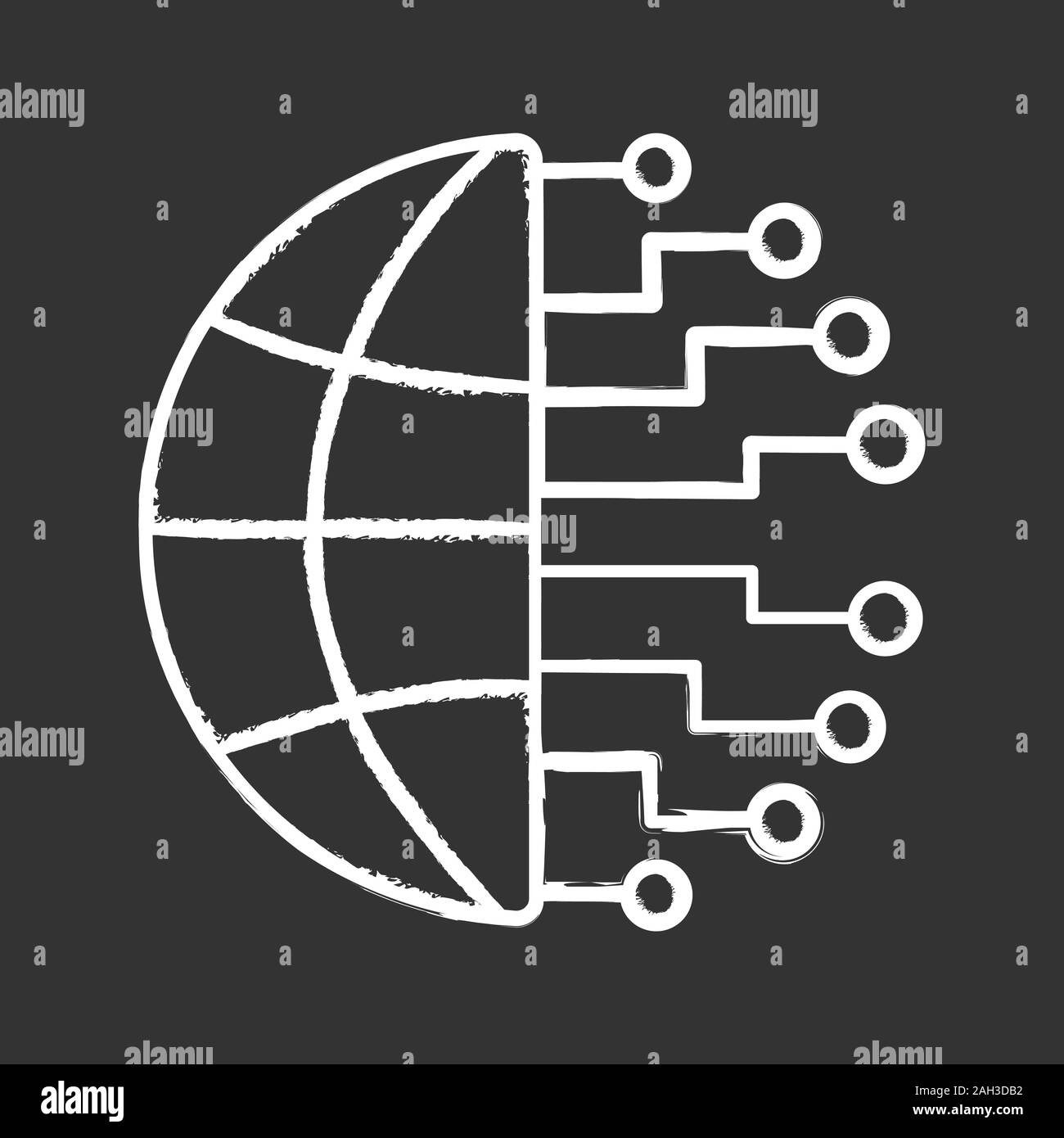 Big data chalk icon. Cloud computing. Neurotechnology network. Artificial intelligence. Isolated ...