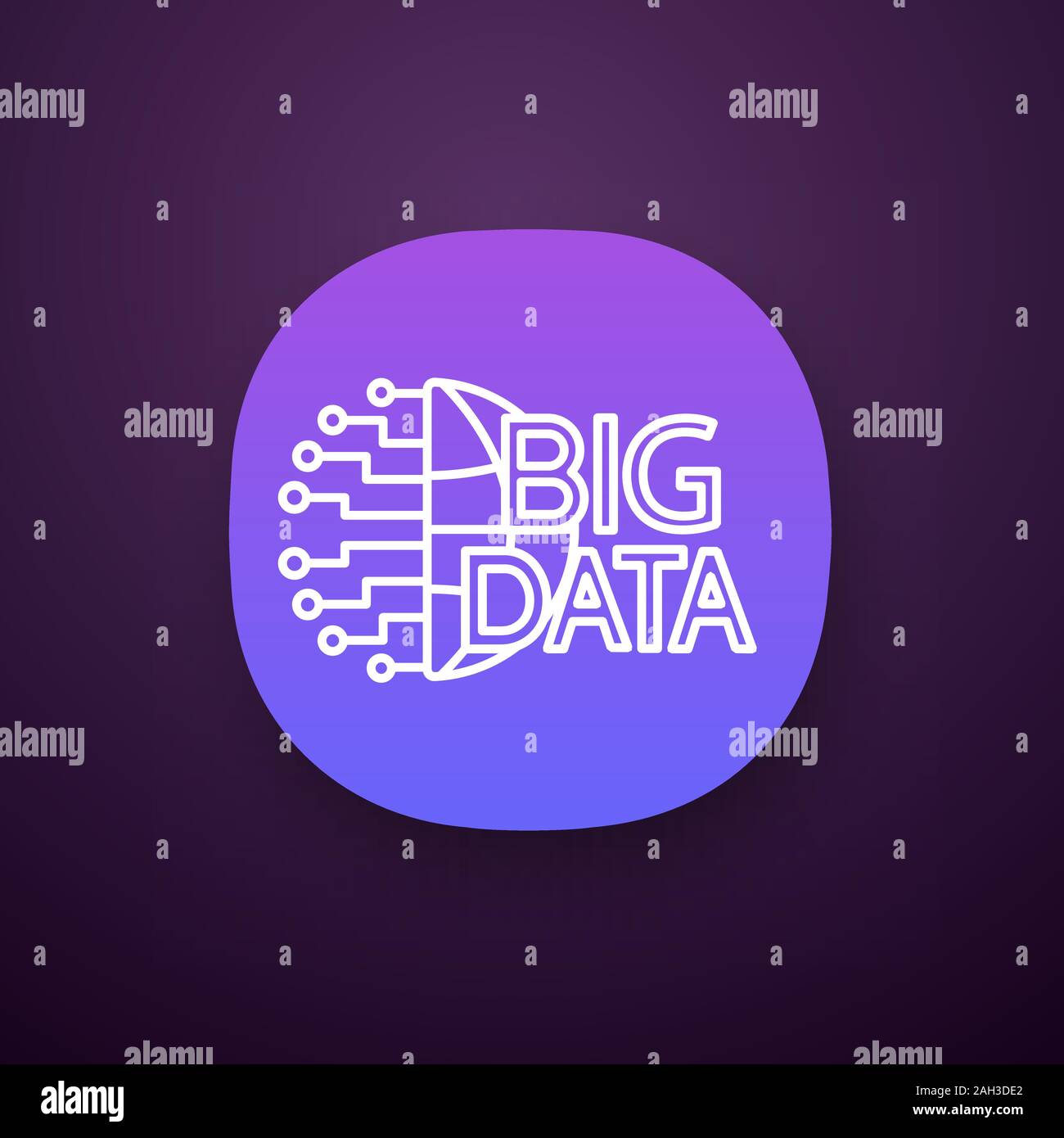 Big data app icon. UI/UX user interface. Cloud computing. Database. Artificial intelligence ...