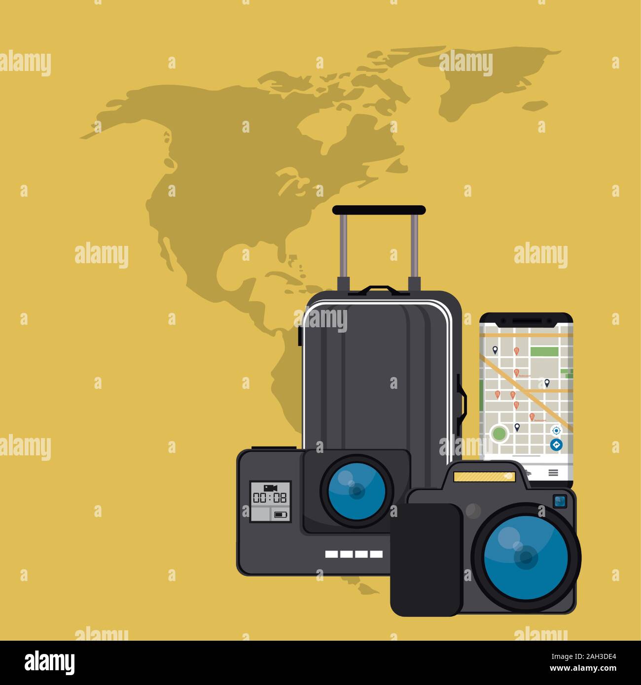 world travel scene with set icons Stock Vector Image & Art - Alamy