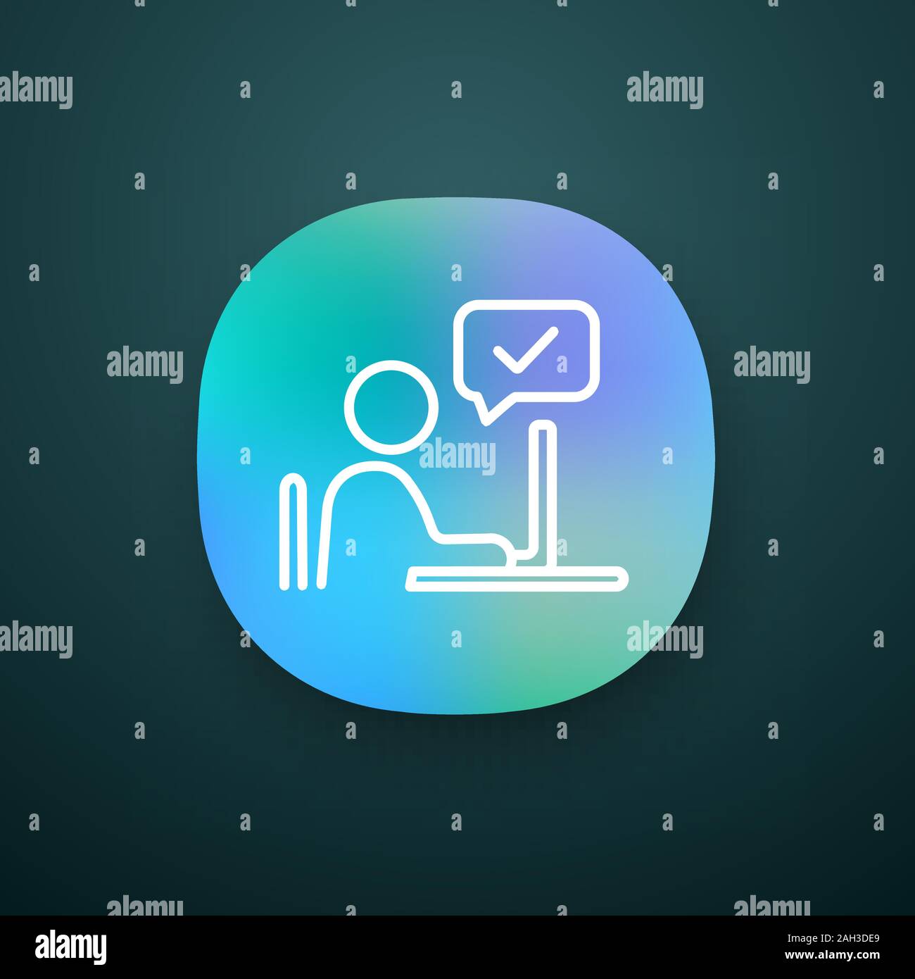 Approved employee's idea app icon. Approval chat. Successful remote ...