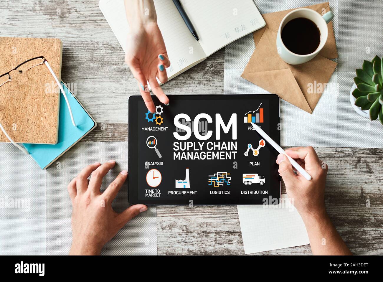 SCM - Supply Chain Management and business strategy concept on the ...