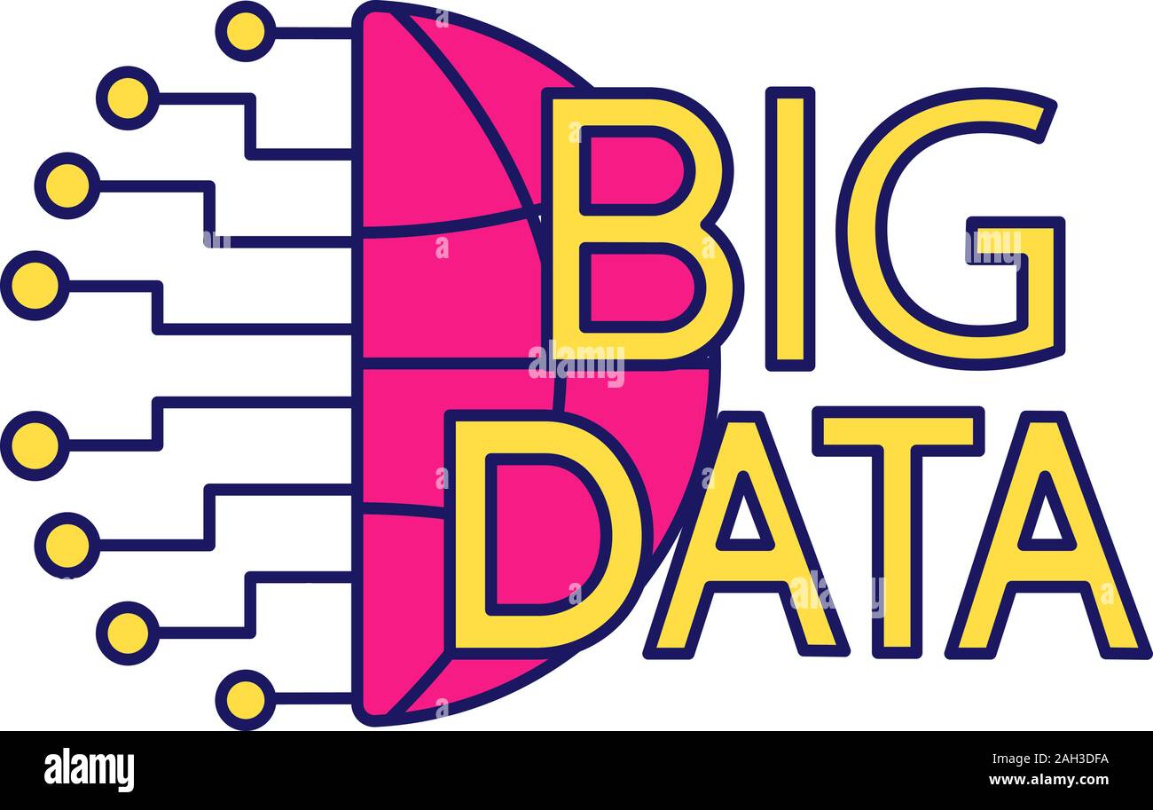 Big data color icon. Cloud computing. Database. Artificial intelligence. Cloud network. Isolated ...