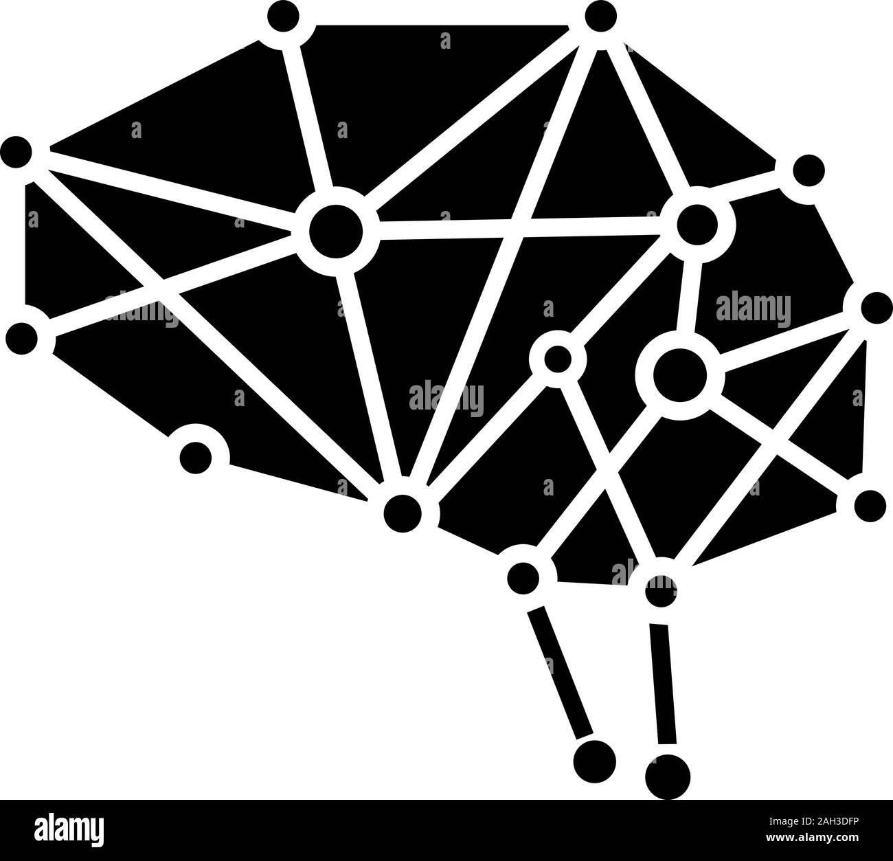 Artificial Intelligence Glyph Icon Silhouette Symbol Neural Network Digital Brain