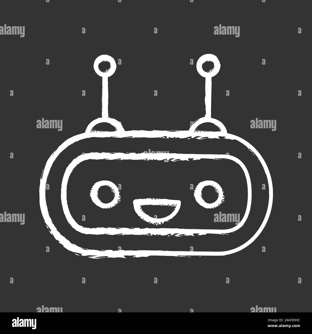 Chatbot chalk icon. Talkbot. Laughing chat bot. Modern robot. Virtual assistant. Conversational ...