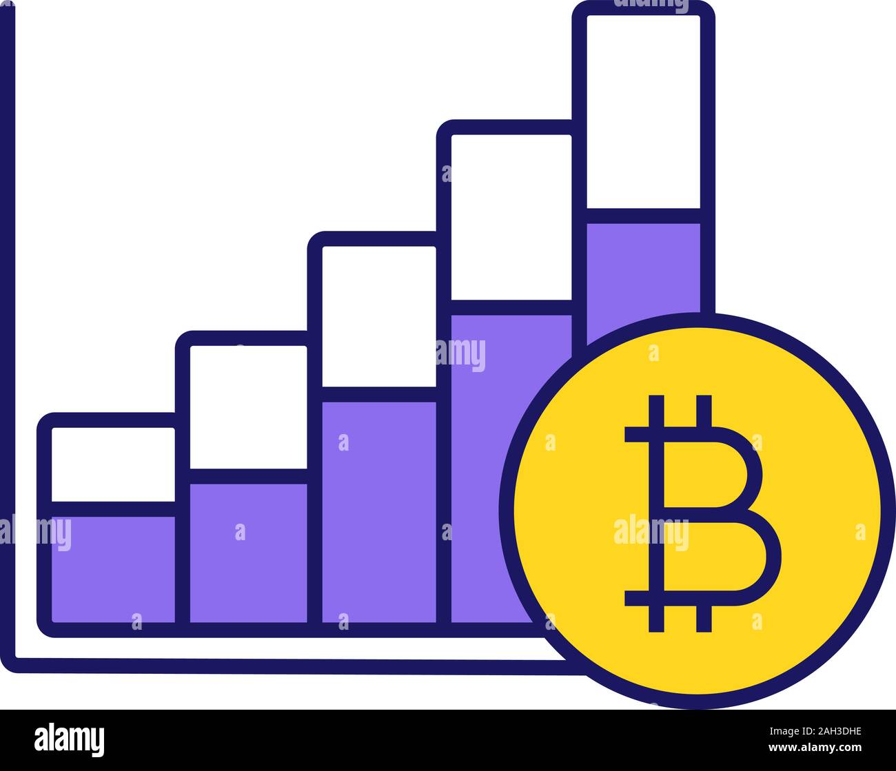 Bitcoin market growth chart color icon. Cryptocurrency prices rising ...