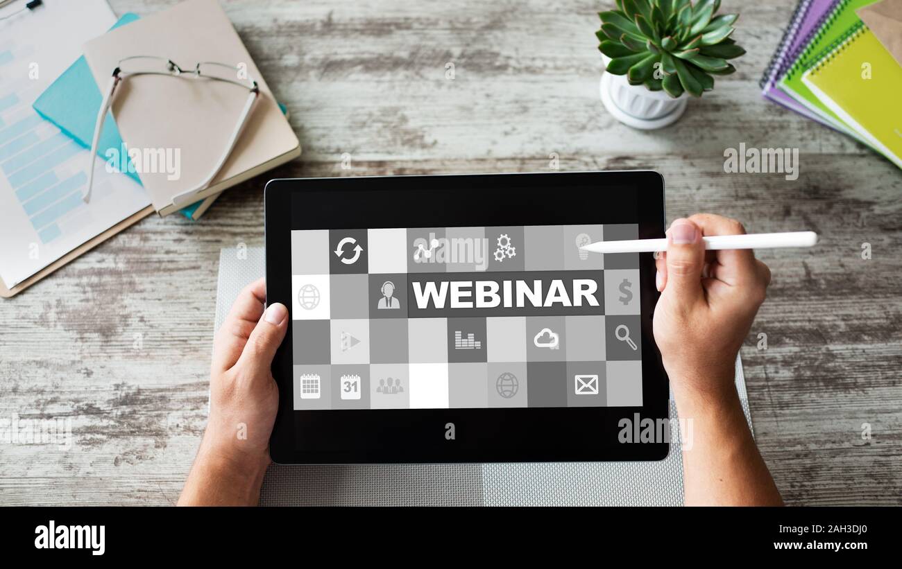 Webinar, E-learning, online education concept on screen Stock Photo - Alamy
