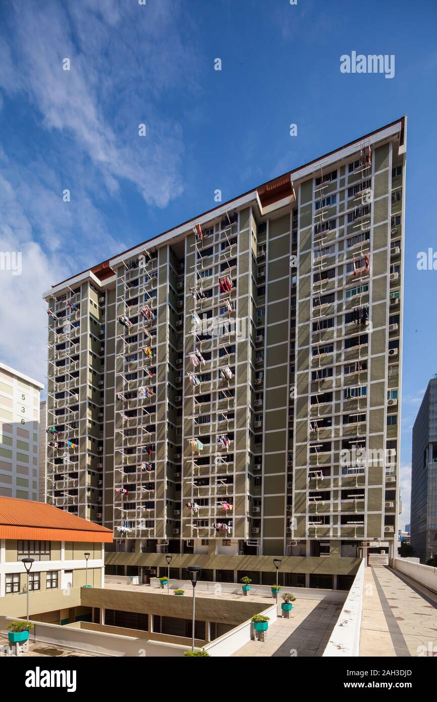 Architecture of a public housing block located at Chinatown, Singapore ...