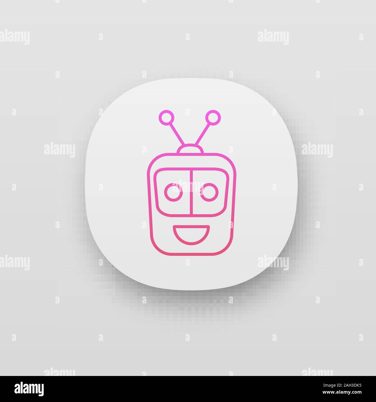 Chatbot App Icon Uiux User Interface Talkbot Modern Robot Square Head Laughing Chat Bot
