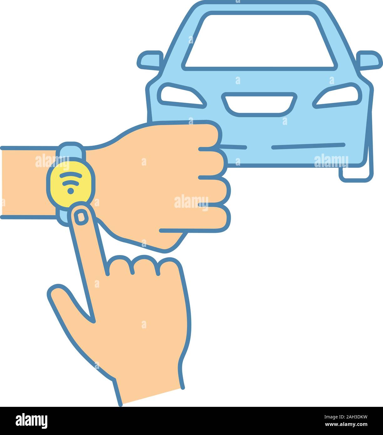 NFC car color icon. NFC bracelet auto key. Smart automobile. Near field ...