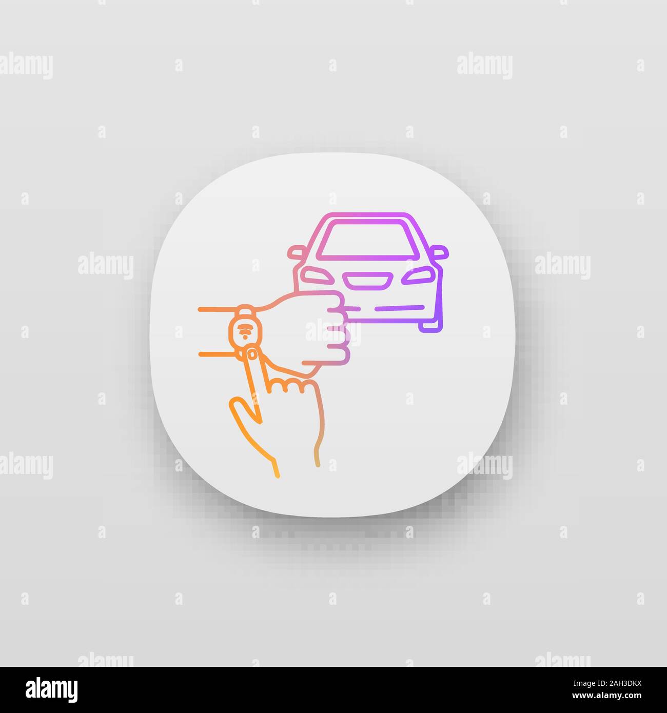NFC car app icon. NFC bracelet auto key. UI/UX user interface. Smart ...
