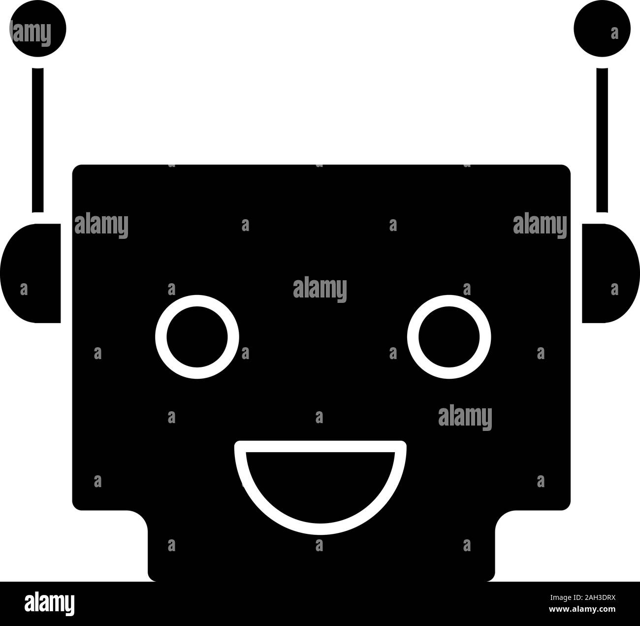 Chat bot glyph icon. Silhouette symbol. Talkbot. Modern robot. Square ...