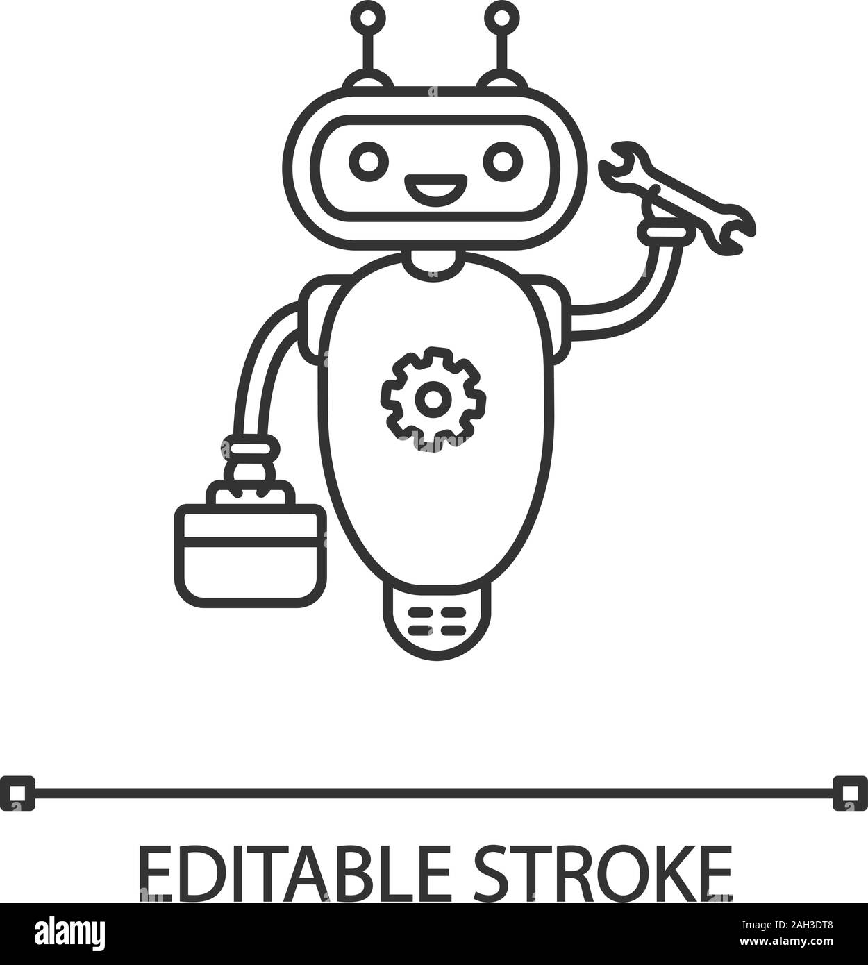Repair Chatbot Linear Icon Thin Line Illustration Robot With Set Of