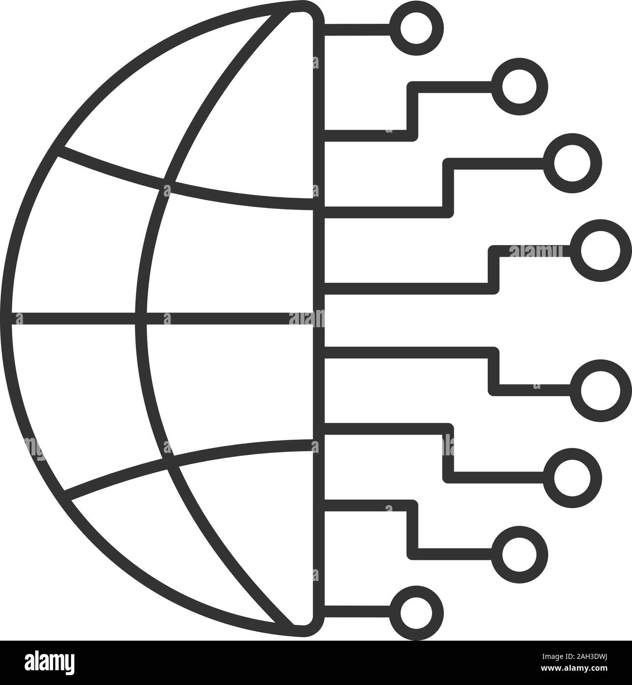 Big data linear icon. Cloud computing. Neurotechnology network. Thin line illustration ...