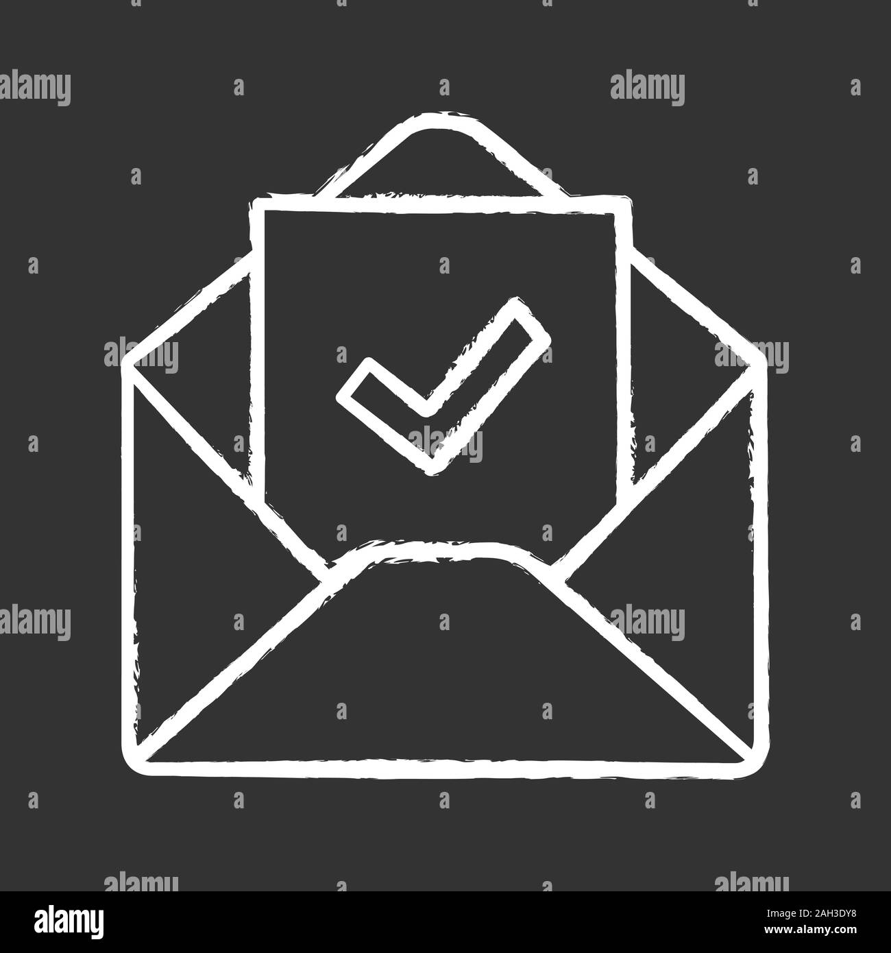 Email confirmation chalk icon. E-mail approval response. Hiring letter ...
