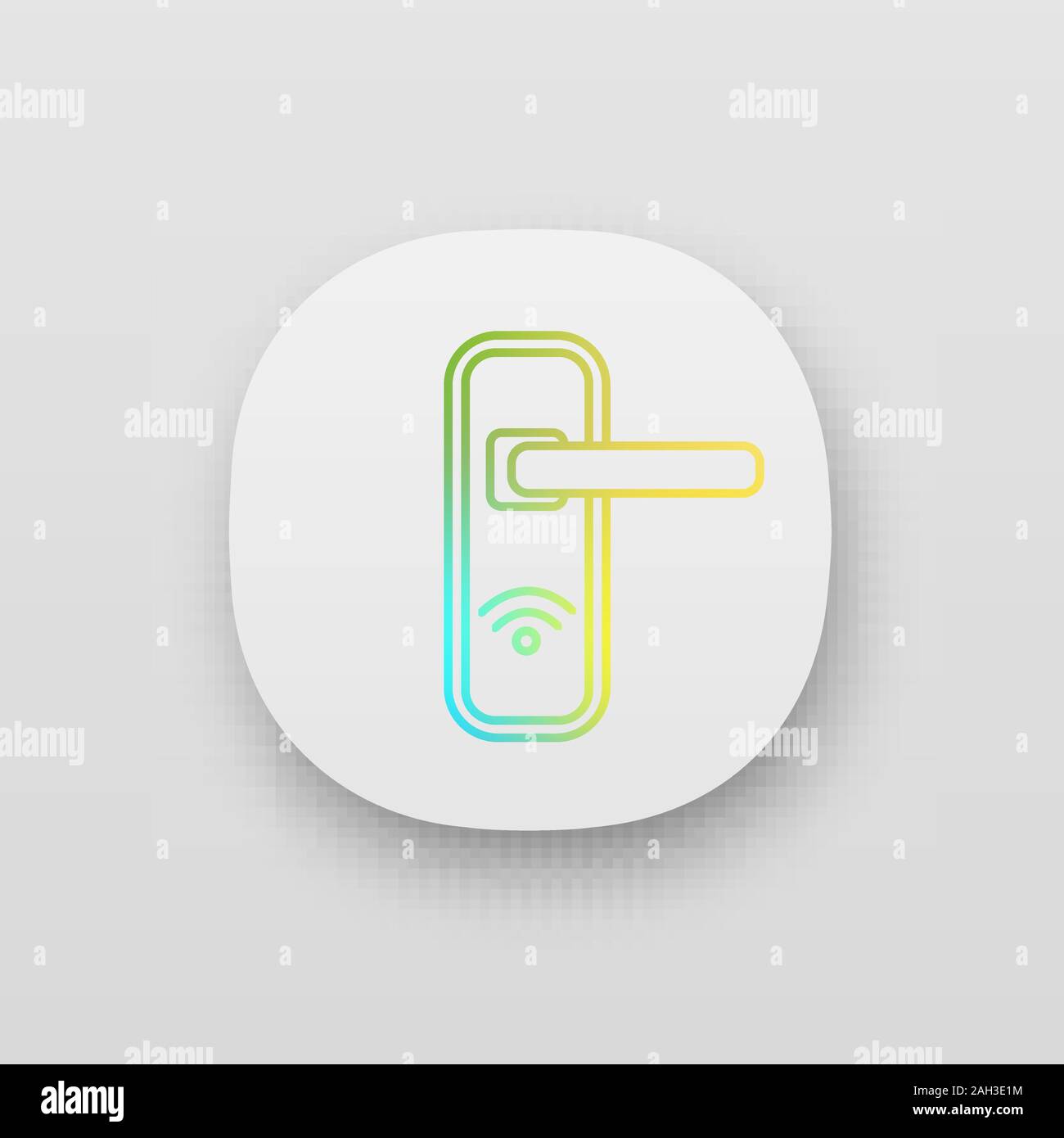 NFC door lock app icon. Near field communication padlock. Contactless technology. UI/UX user ...