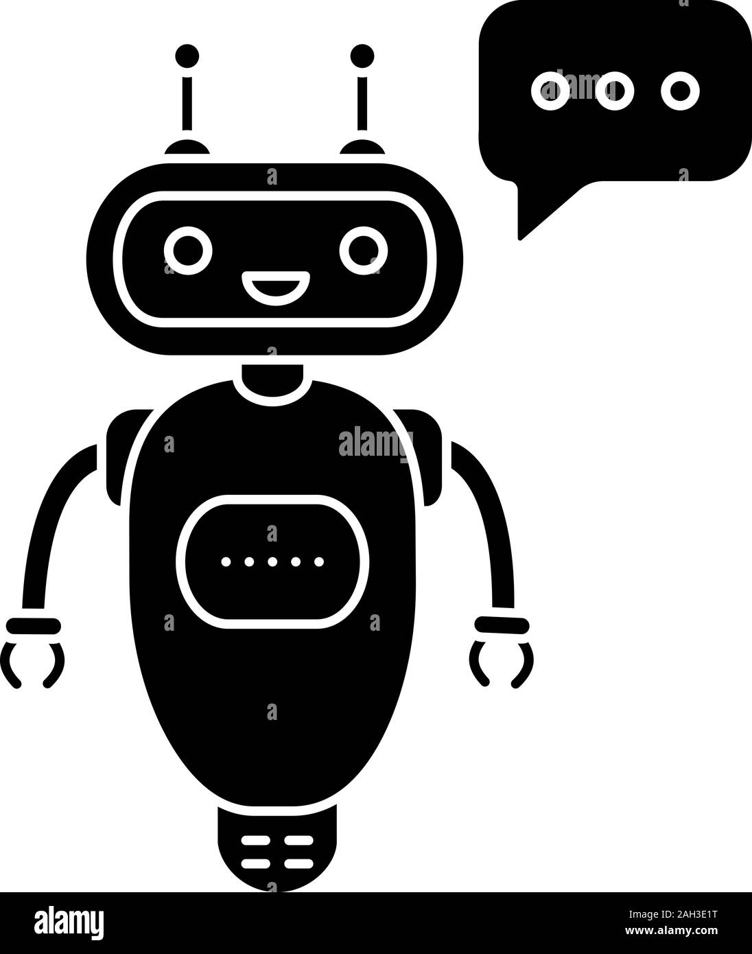 Chatbot typing answer glyph icon. Silhouette symbol. Talkbot with three ... Chatbot typing answer glyph icon. Silhouette symbol. Talkbot with three ...