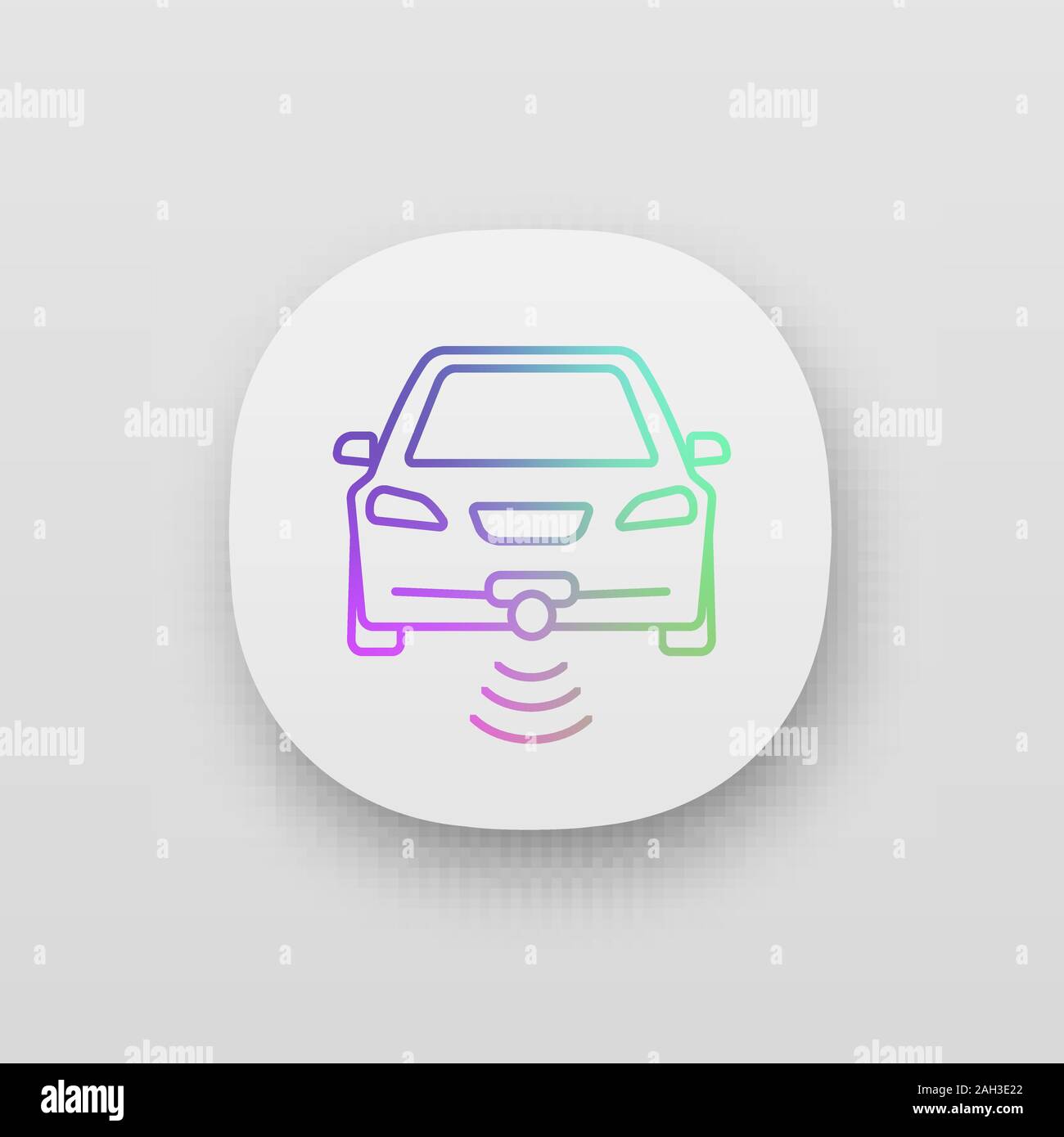 Smart car in front view app icon. NFC auto. Intelligent vehicle. UI/UX ...