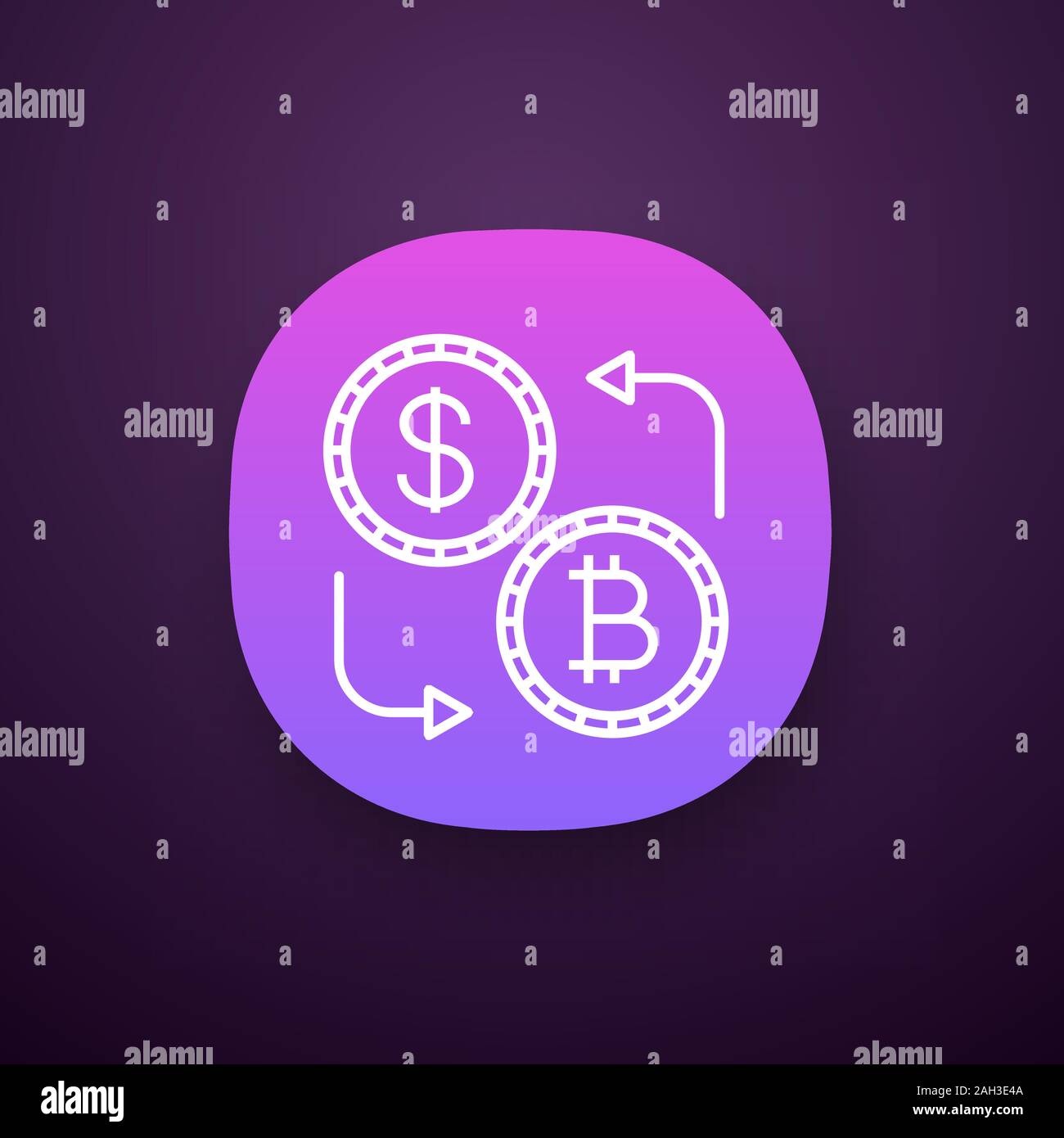 Bitcoin and dollar currency exchange app icon. UI/UX user interface ...
