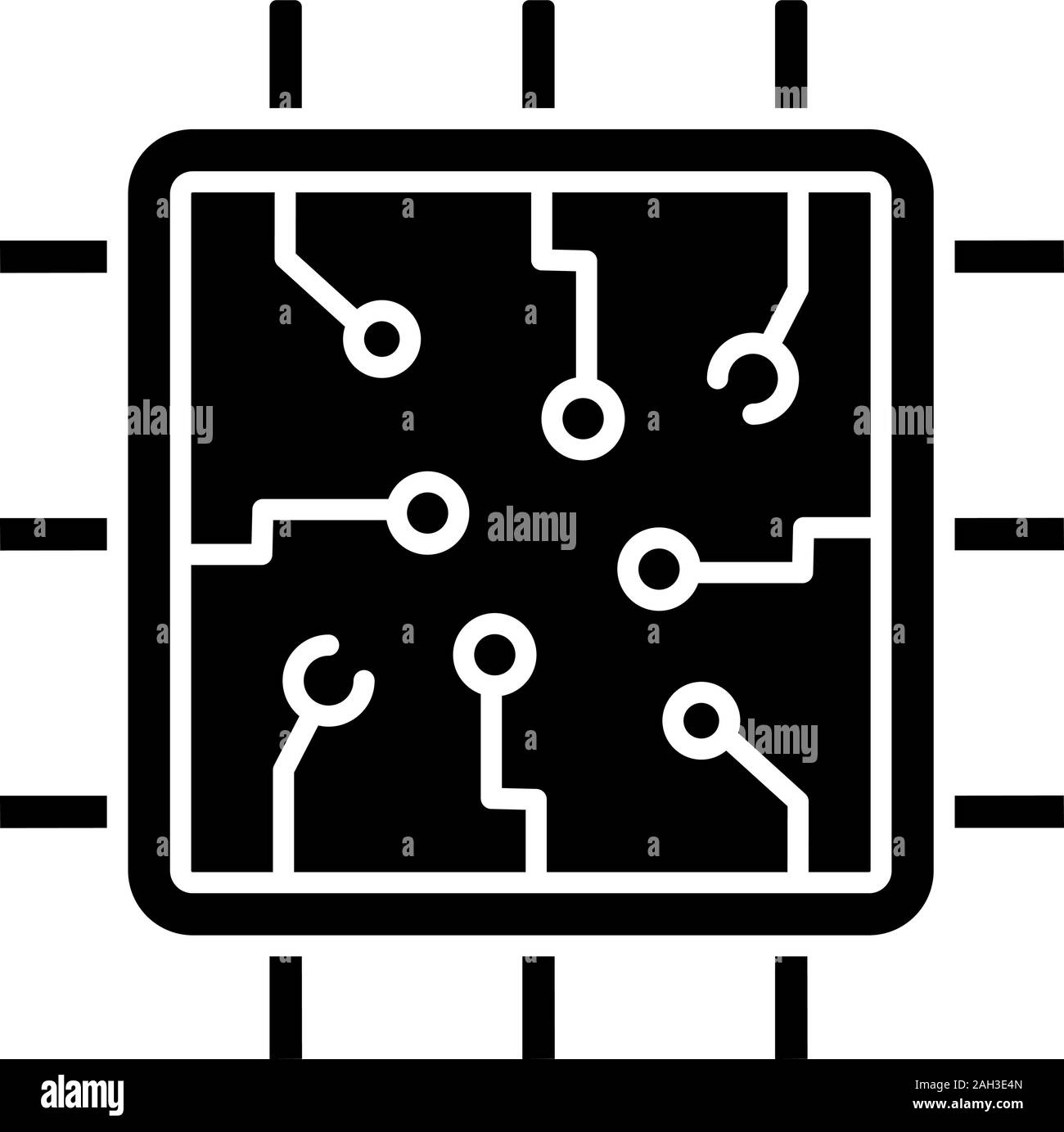 Chip glyph icon. Silhouette symbol. Processor. Central processing unit ...