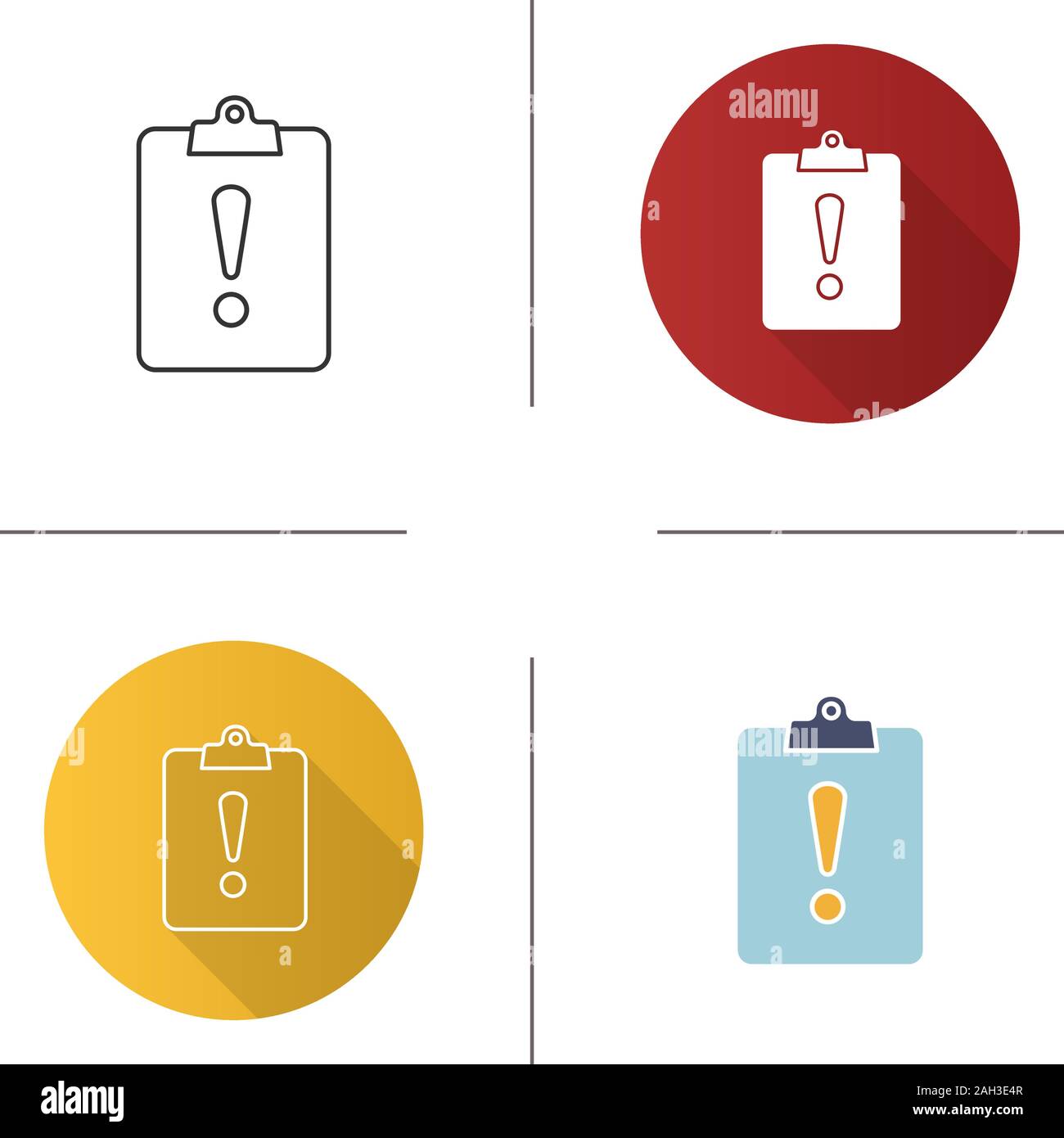 Assignment late icon. Clipboard with exclamation mark. Flat design ...