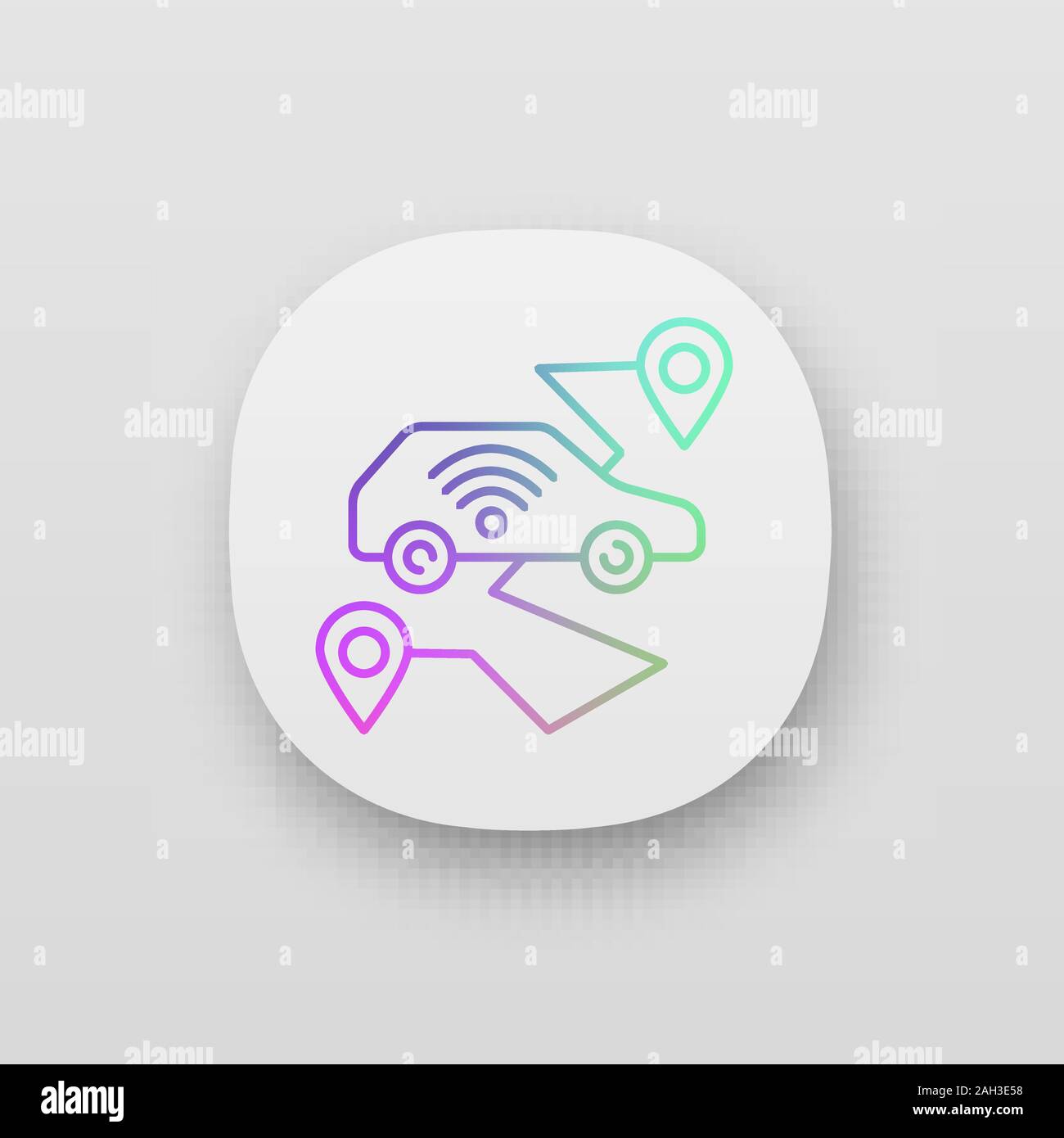 Self driving car app icon. Smart navigation. Setting pickup and drop ...