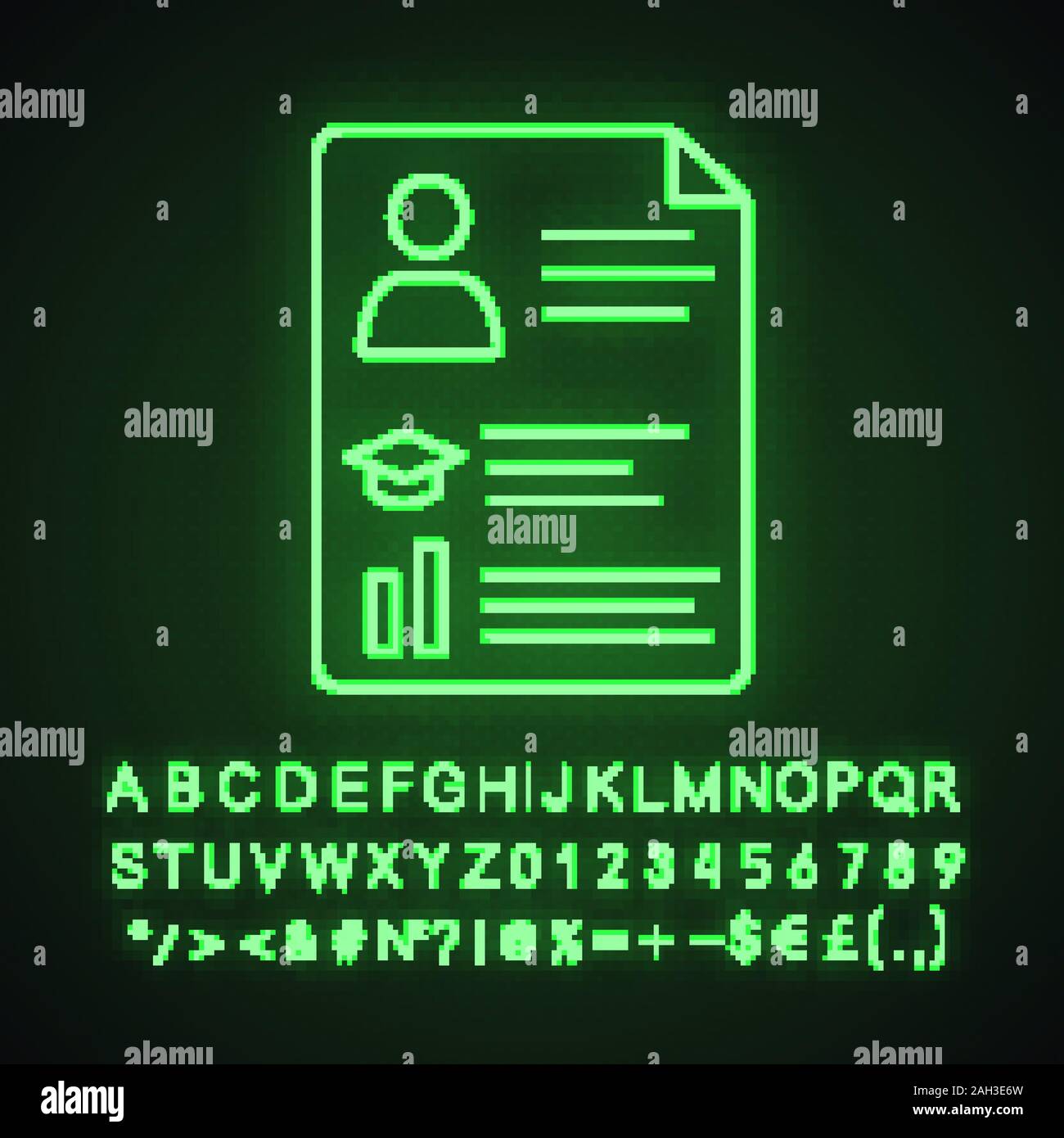 Resume neon light icon. CV. Curriculum vitae. Personal information ...