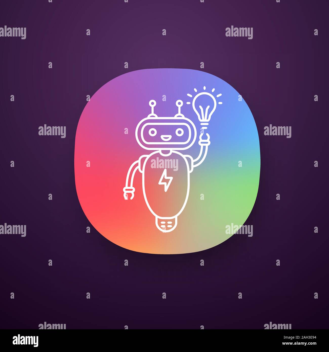 New idea chatbot app icon. UI/UX user interface. Talkbot with lightbulb. Virtual assistant ...