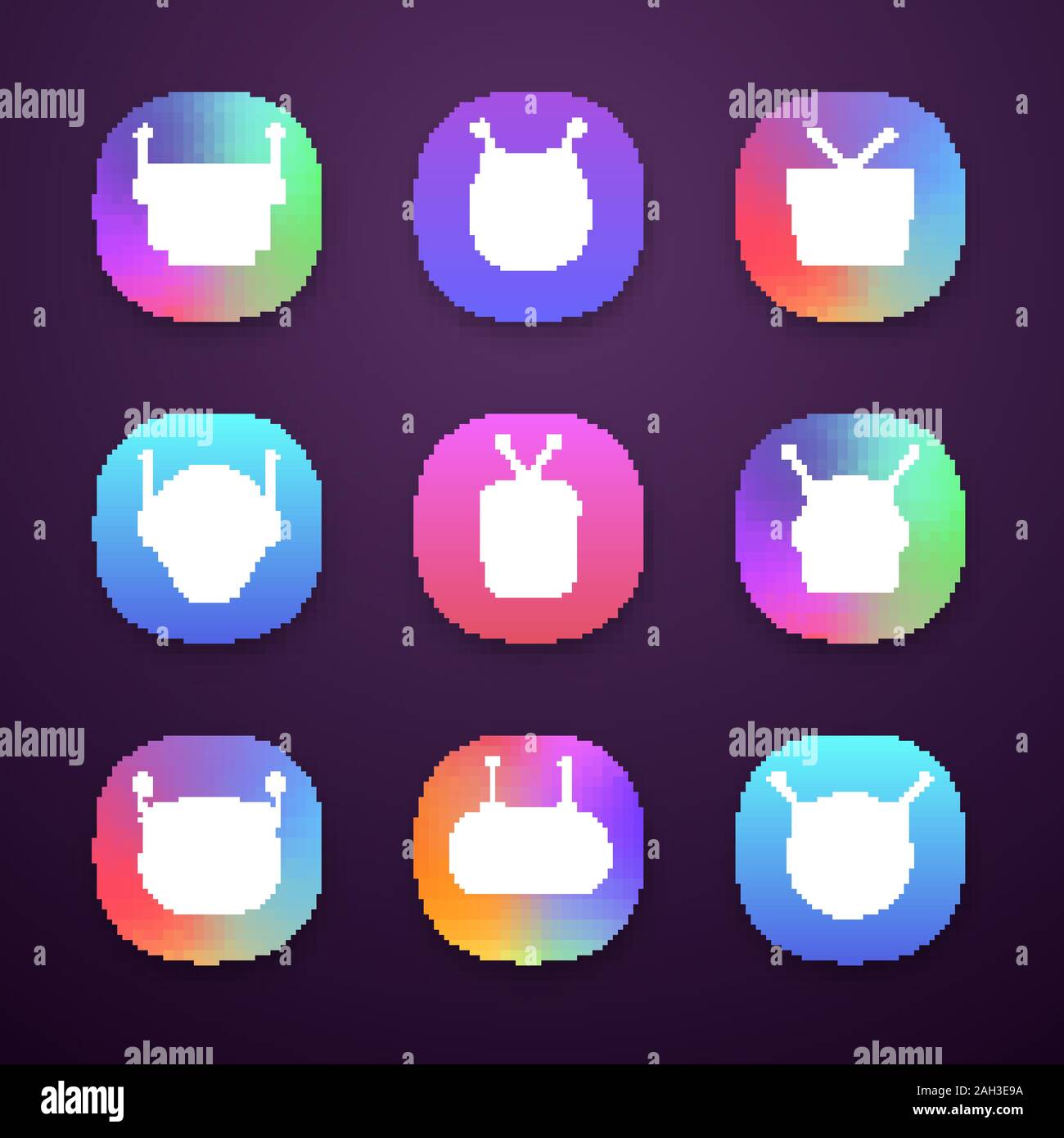 Chatbots App Icons Set Uiux User Interface Modern Robots Emojis