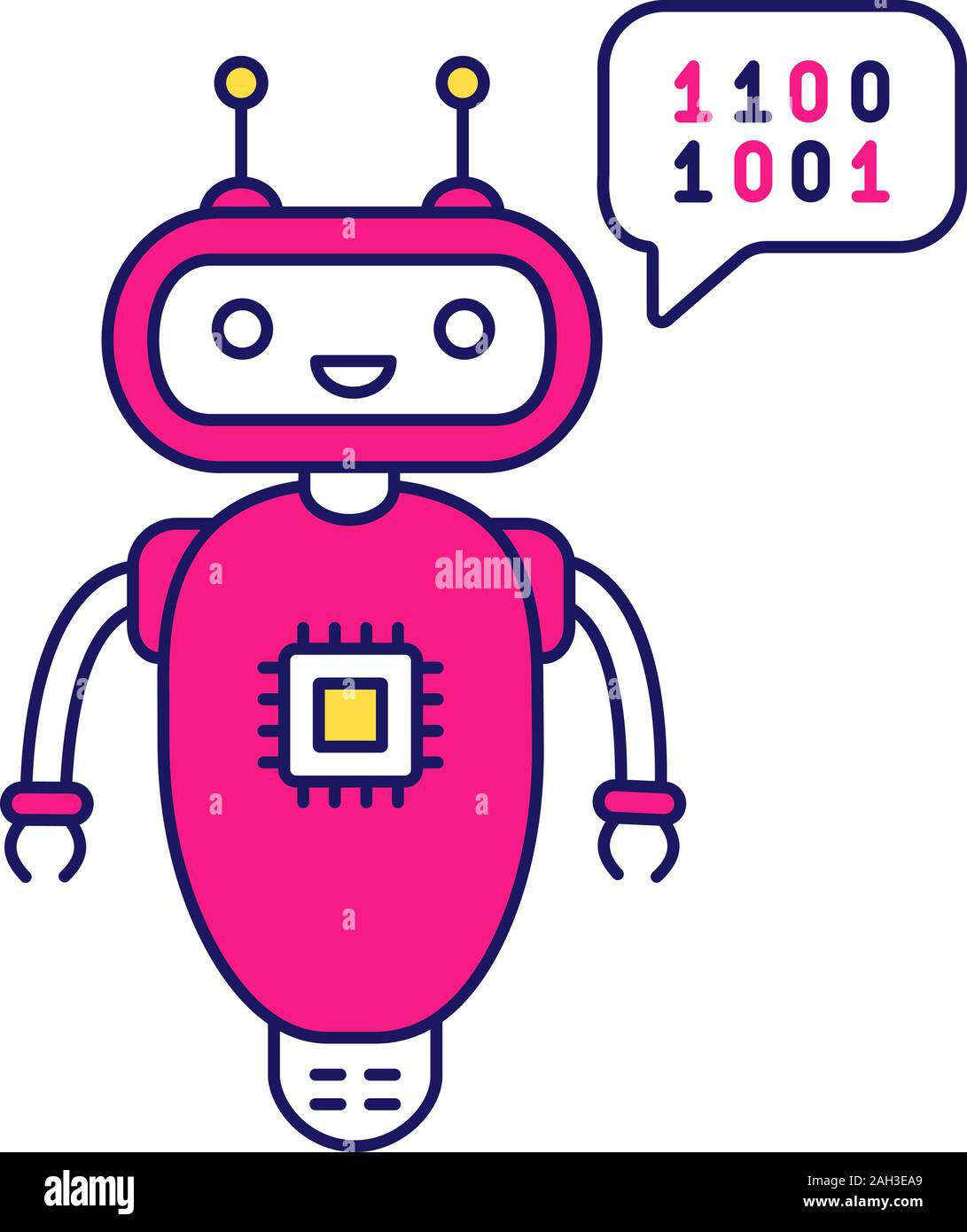 Chatbot Coding Color Icon Talkbot With Chip Insert Codebot Code Writing Virtual Assistant