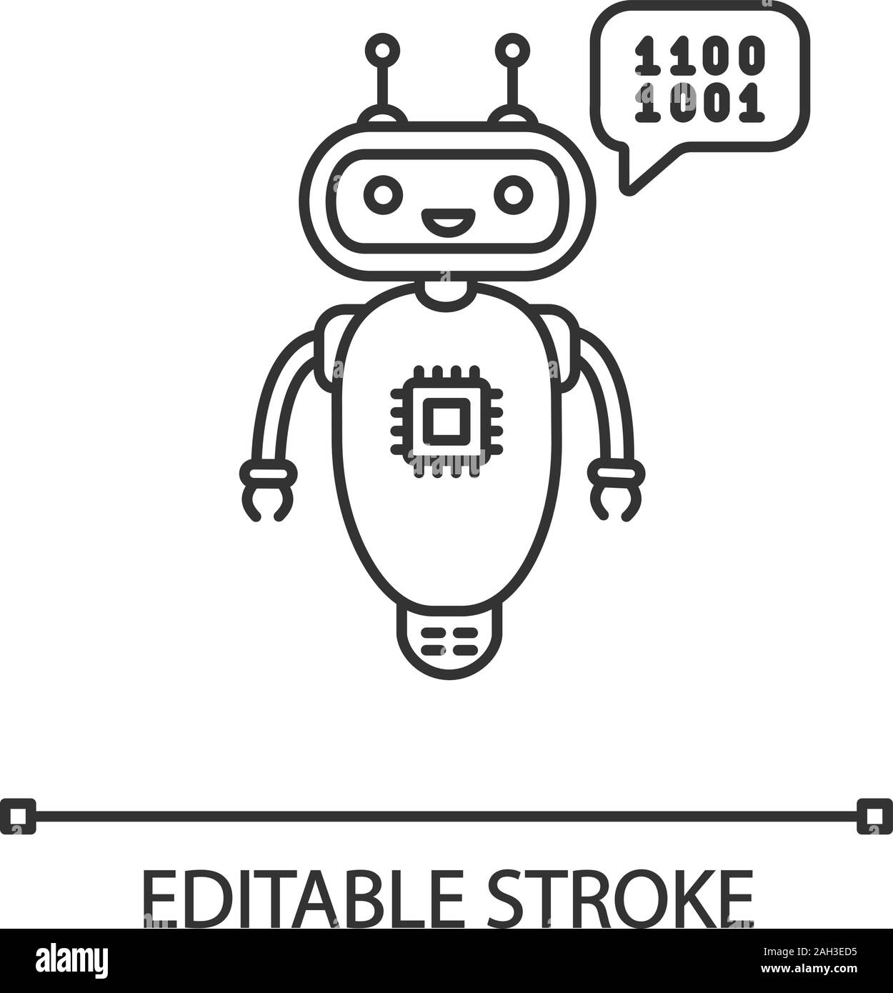 Chatbot Coding Linear Icon Thin Line Illustration Talkbot With Chip Insert Codebot Code