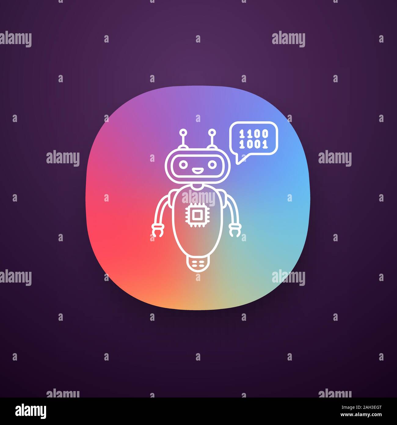 Chatbot Coding App Icon Uiux User Interface Talkbot With Chip Insert Codebot Code Writing