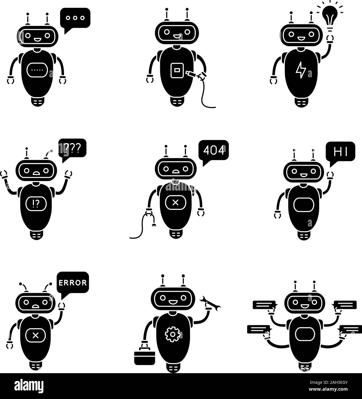 Chatbot symbols Black and White Stock Photos & Images - Alamy