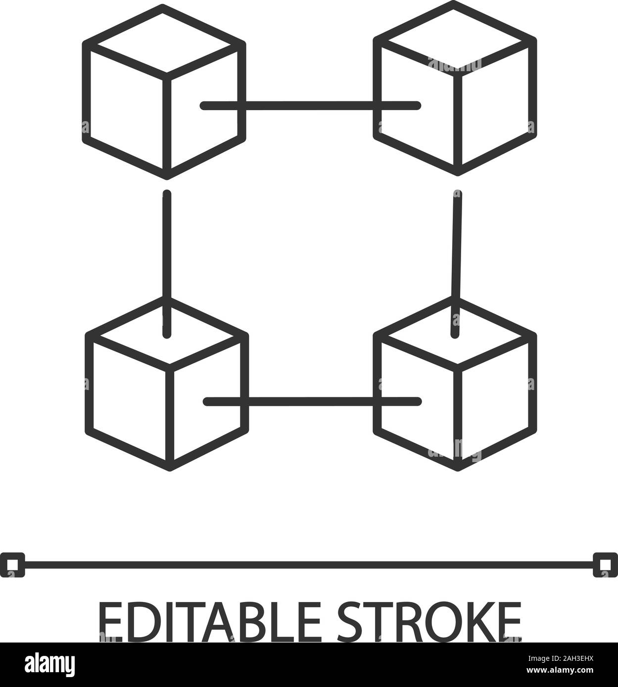 Blockchain technology linear icon. Big data. Thin line illustration ...