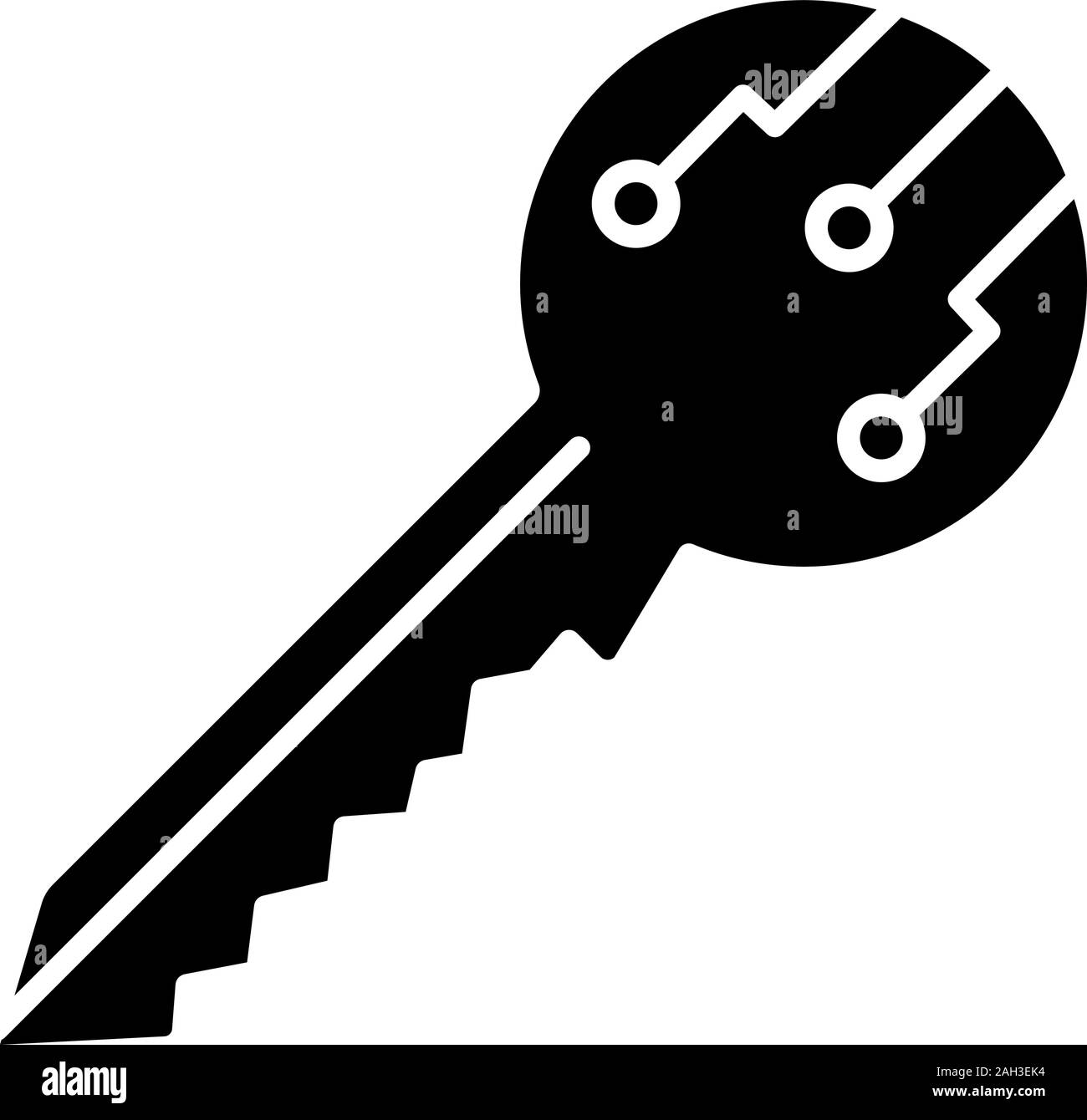 Private digital key glyph icon. Encryption key. Silhouette symbol ...